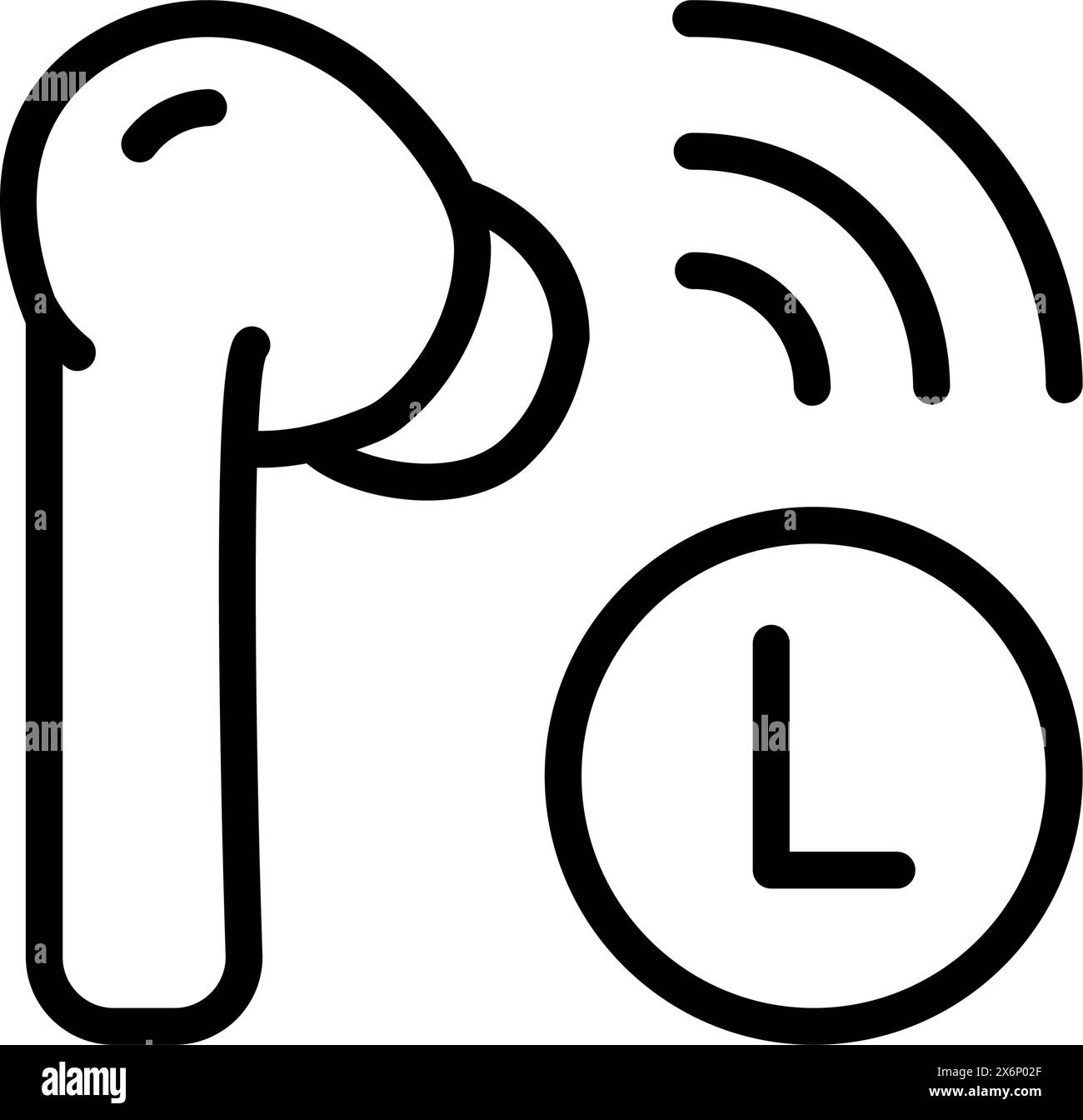 Wireless left earbuds outline icon. Vector line sign for web design ...