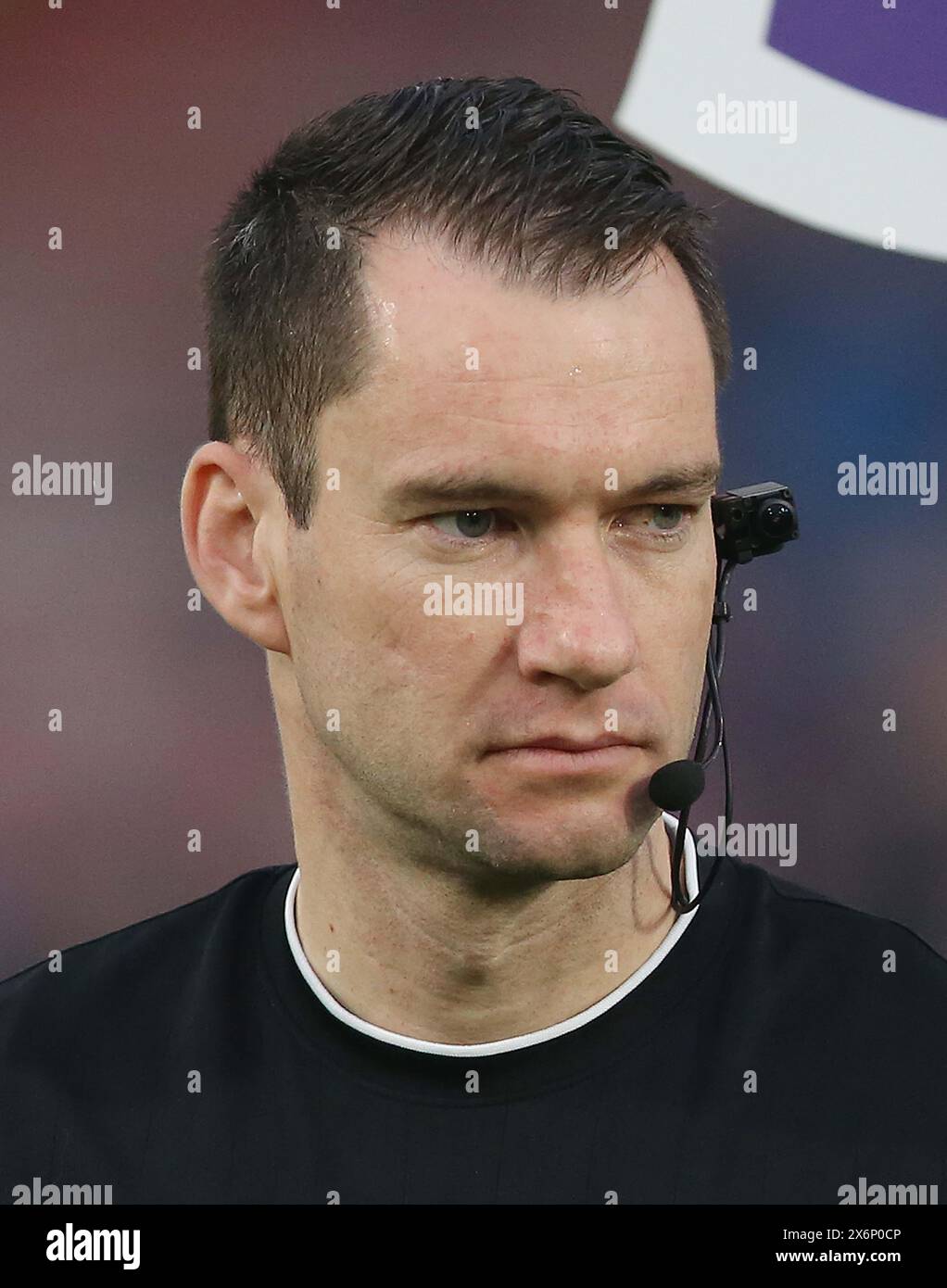 Referee, Jarred Gillett wearing a head mounted camera RefCam ...