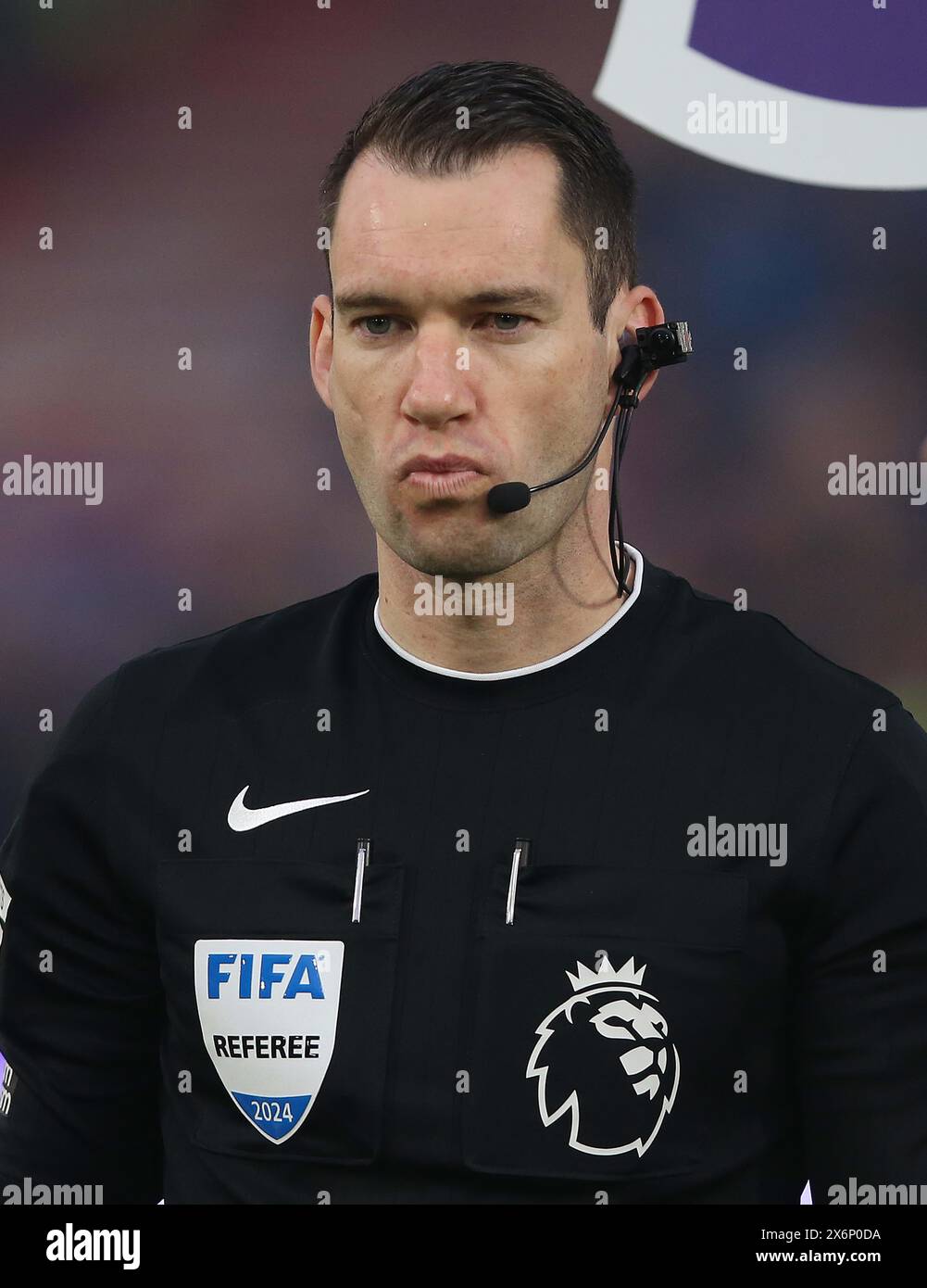 Referee, Jarred Gillett wearing a head mounted camera RefCam ...