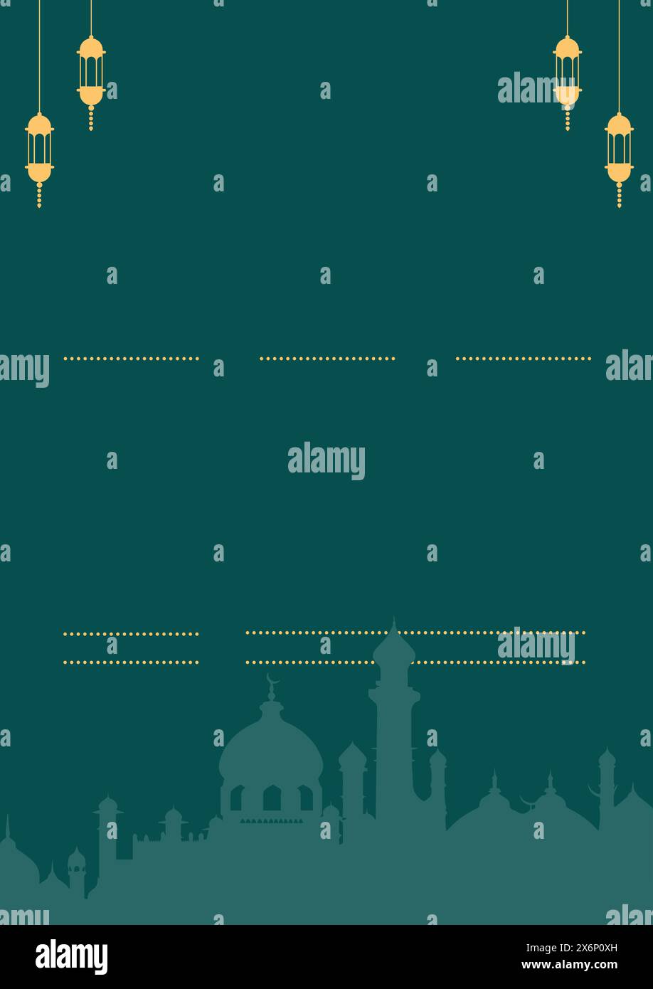 Elegant Green Poster Illustrations with Islamic Frame Motifs: Artistic ...