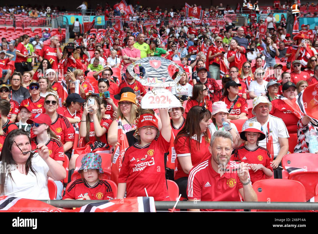 Fan with tinfoil cup Manchester United women fans Adobe FA Women's Cup ...