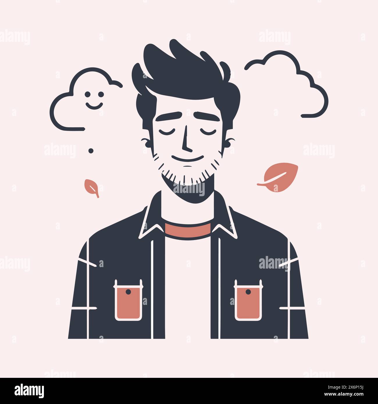 Captivating Vector Illustrations of Men Serenely Closing Their Eyes in ...