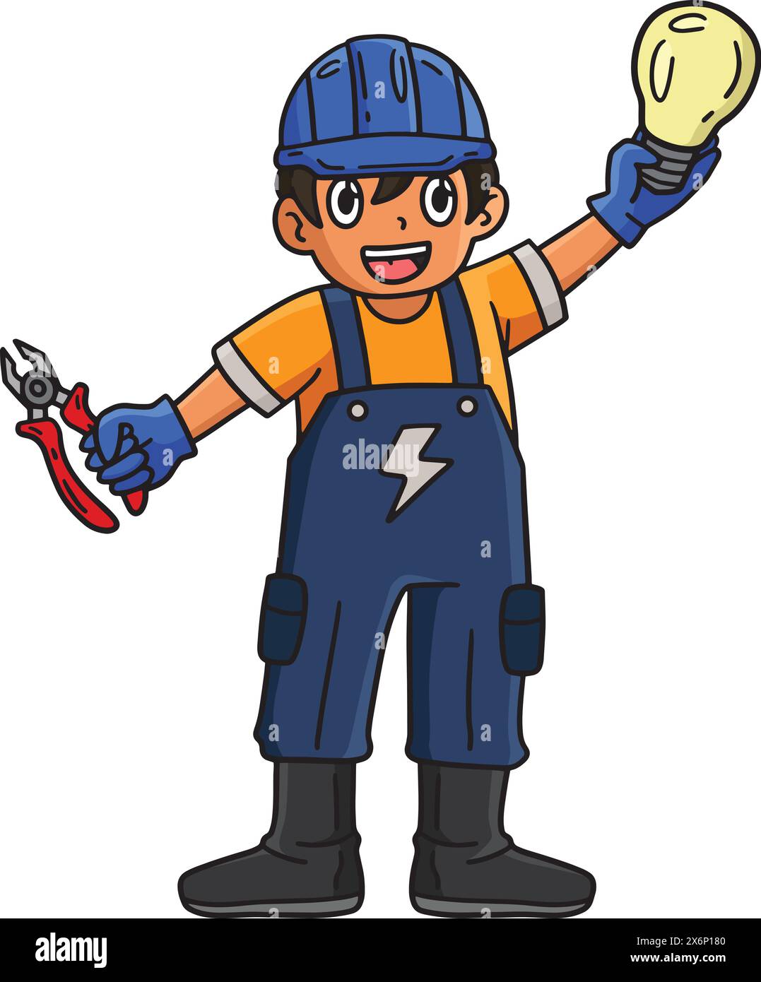 Construction Electrician with Bulb Pliers Clipart Stock Vector Image ...