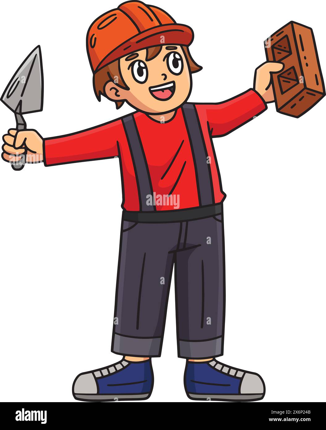 Construction Mason Holding Brick Cartoon Clipart Stock Vector Image ...