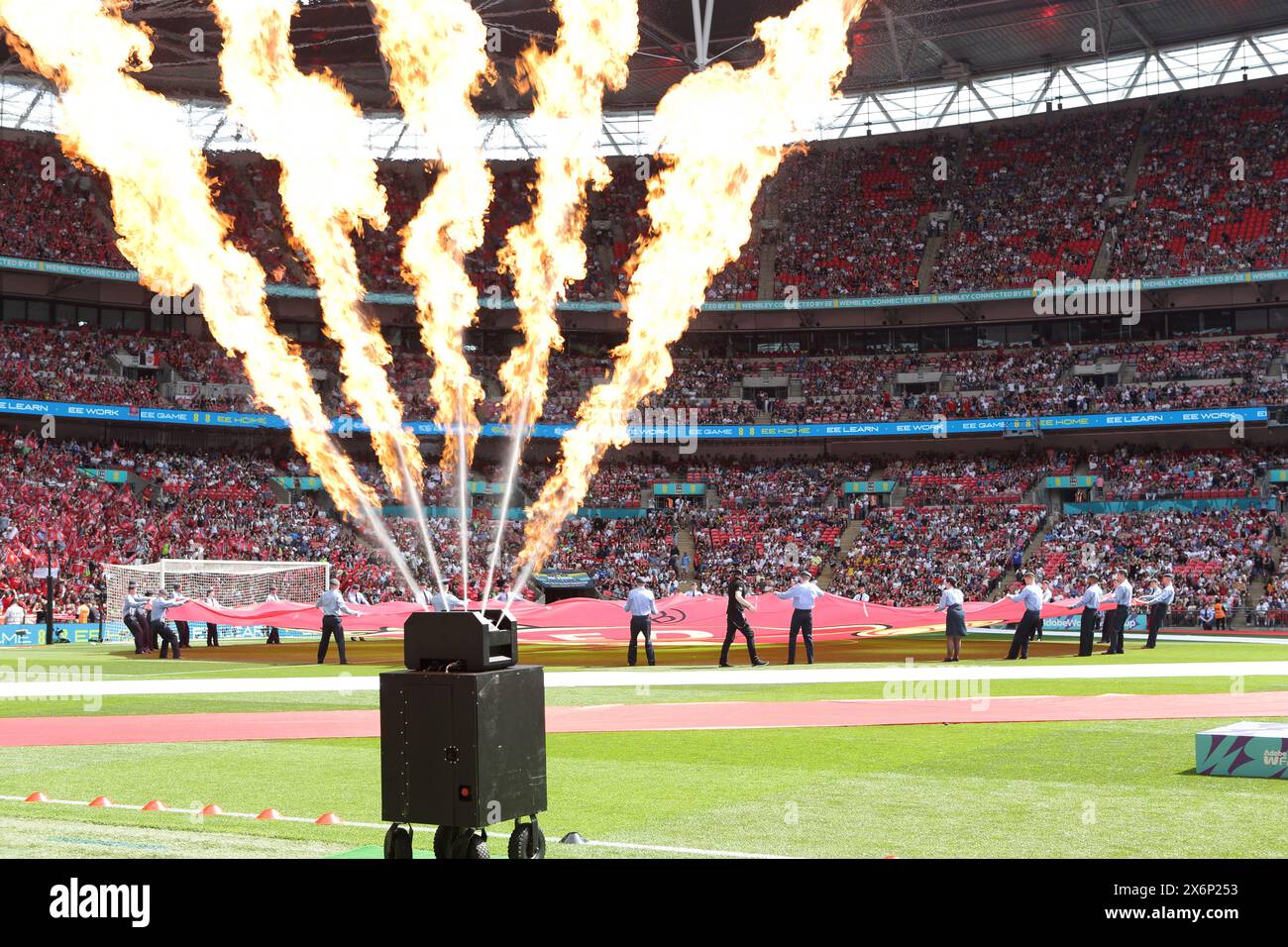 Flame special effects pre-match Adobe FA Women's Cup final, Manchester ...
