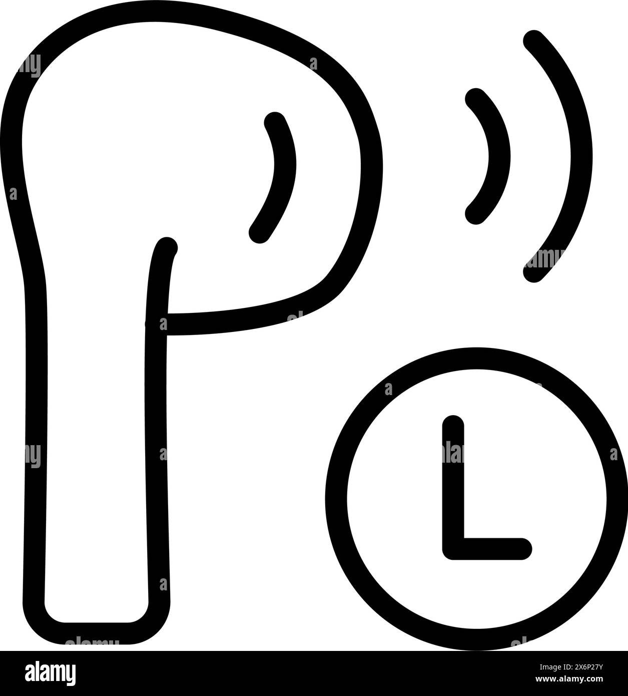 Wireless left earbuds outline icon. Vector line sign for web design ...