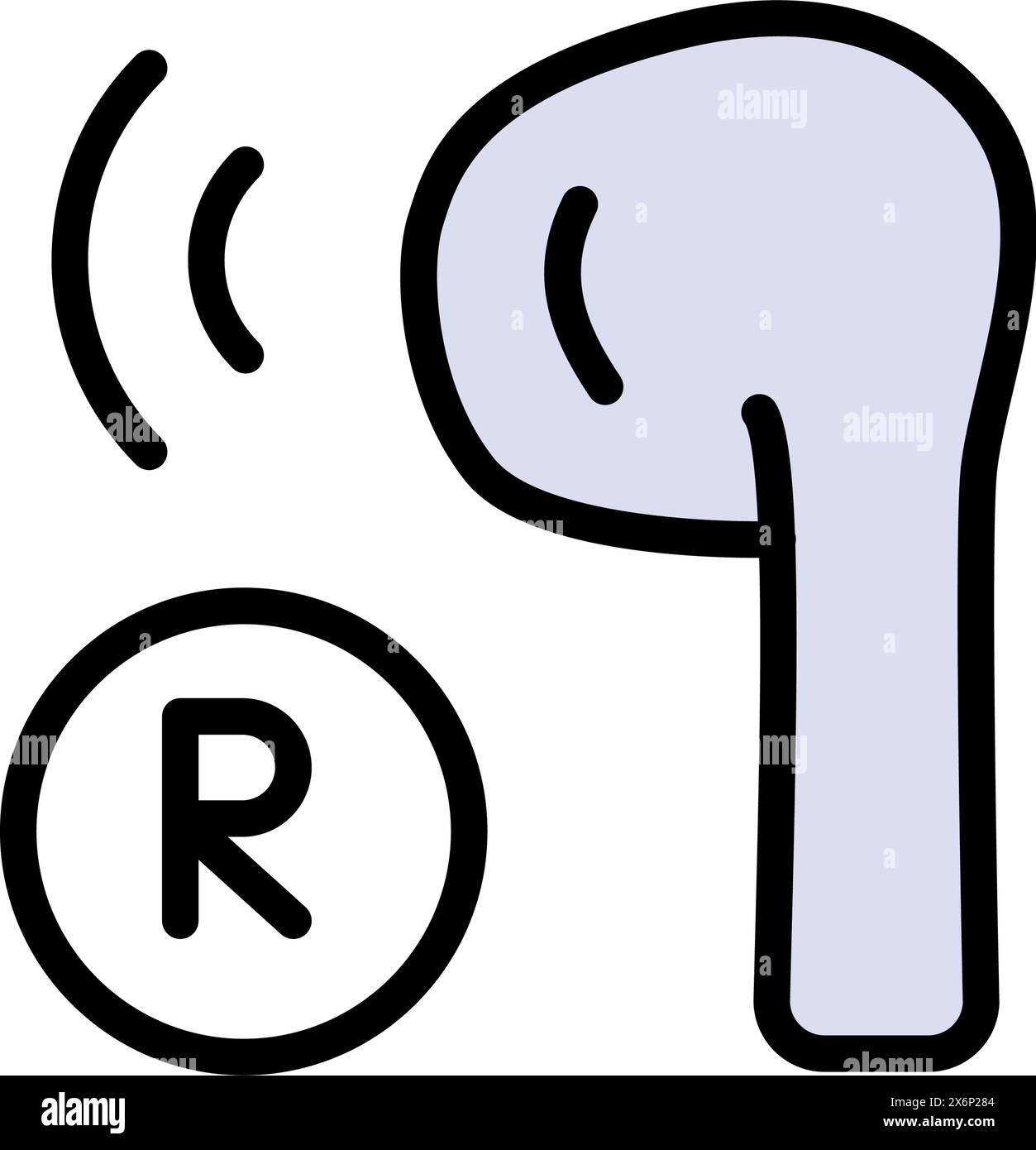 Wireless right earbud color icon. Vector flat sign for web design ...