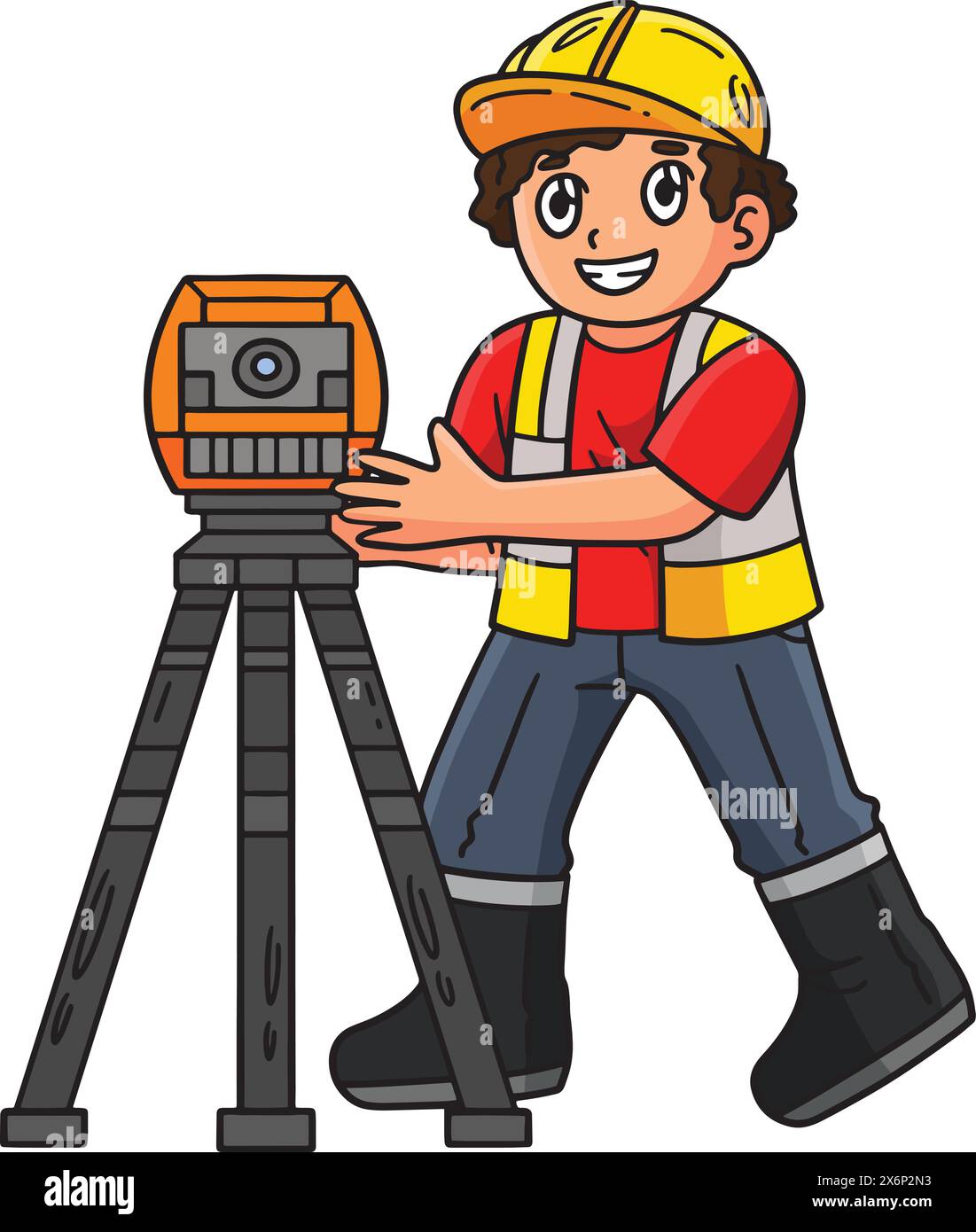 Construction Engineer with Surveying Tool Clipart Stock Vector Image ...