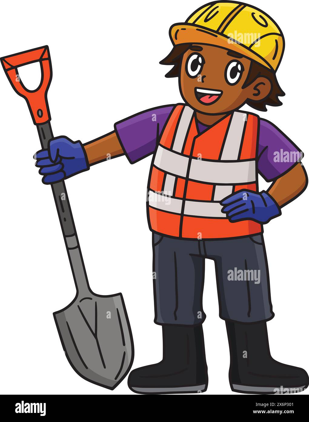 Construction Worker with a Shovel Cartoon Clipart Stock Vector Image ...