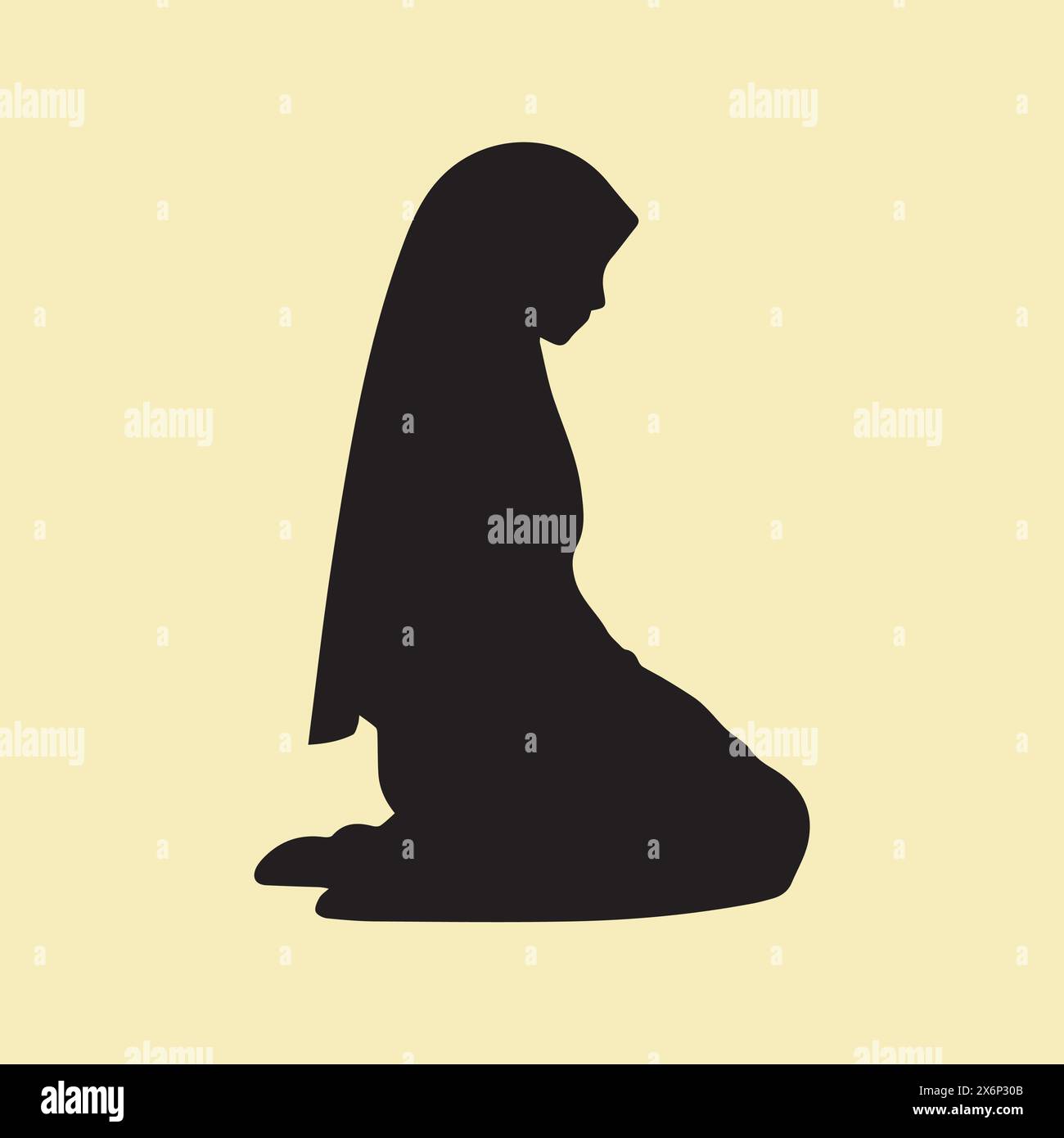 Graceful Silhouette Illustrations of Muslim Women in Prayer: Artistic ...