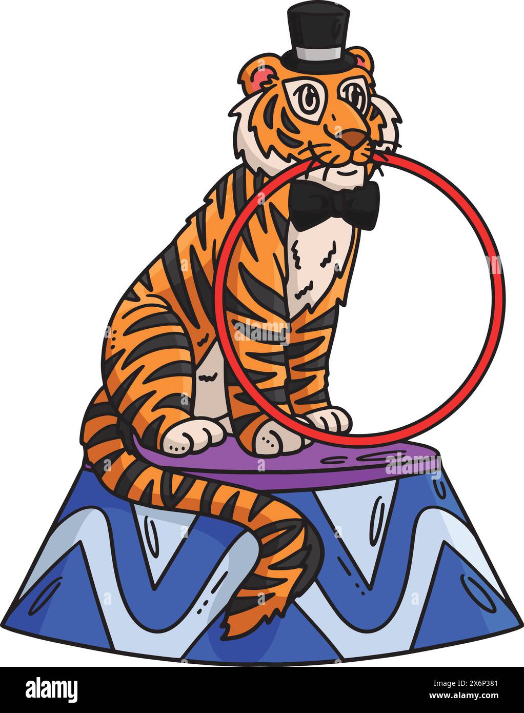 Circus Tiger Biting a Hula Hoop Cartoon Clipart Stock Vector Image ...