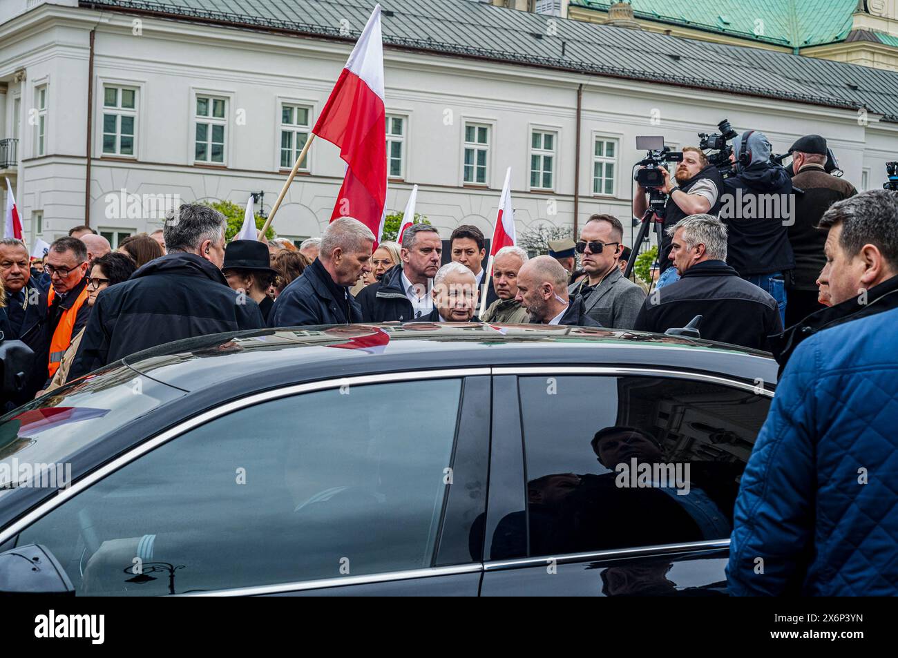 April 10, 2024, Warsaw, Mazovia, Poland: Jaros?aw Kaczy?ski leaves the ceremony to drive to the ...
