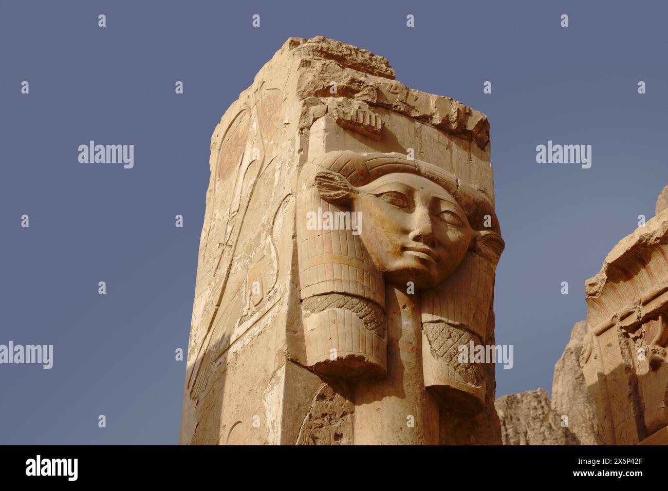 Hathor Head column at the Temple of Hatshepsut at Deir el Bahari, West ...