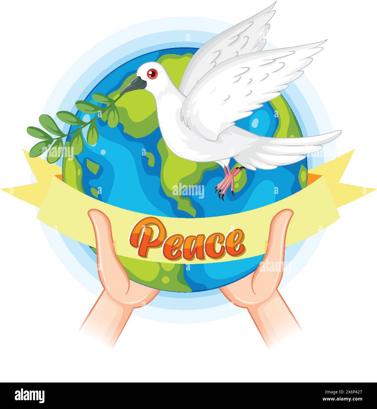 Dove carrying olive branch over stylized Earth Stock Vector Image & Art ...
