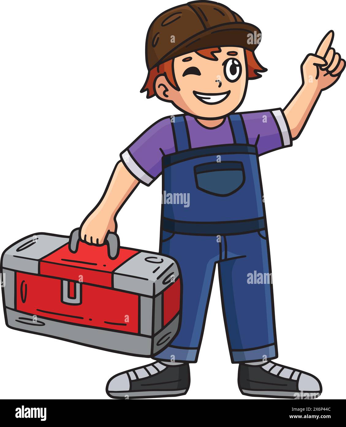 Construction Worker with Toolbox Cartoon Clipart Stock Vector Image ...