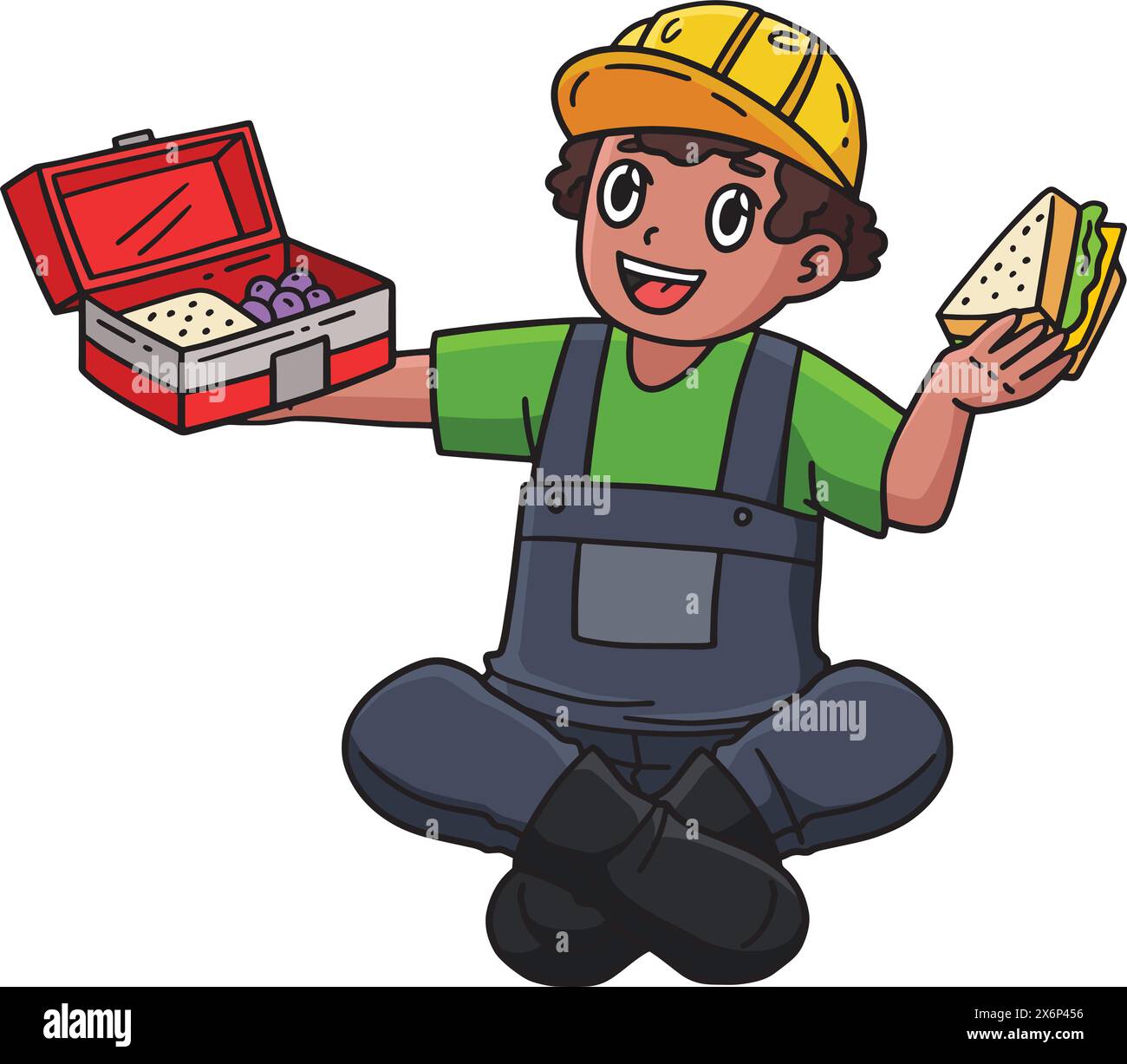 Construction Worker Eating Lunch Cartoon Clipart Stock Vector Image ...