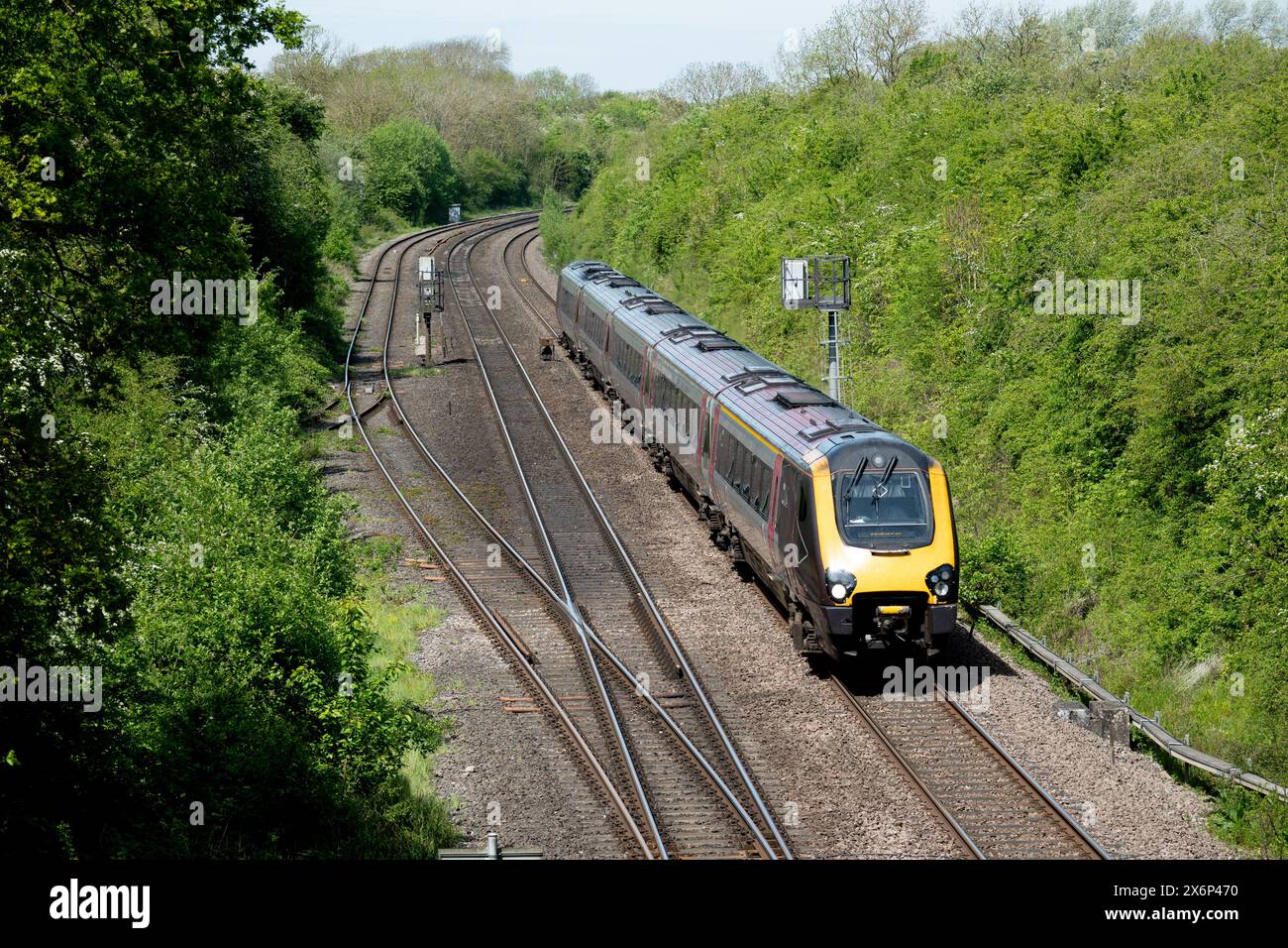 CrossCountry Voyager diesel train at Fenny Compton, Warwickshire ...