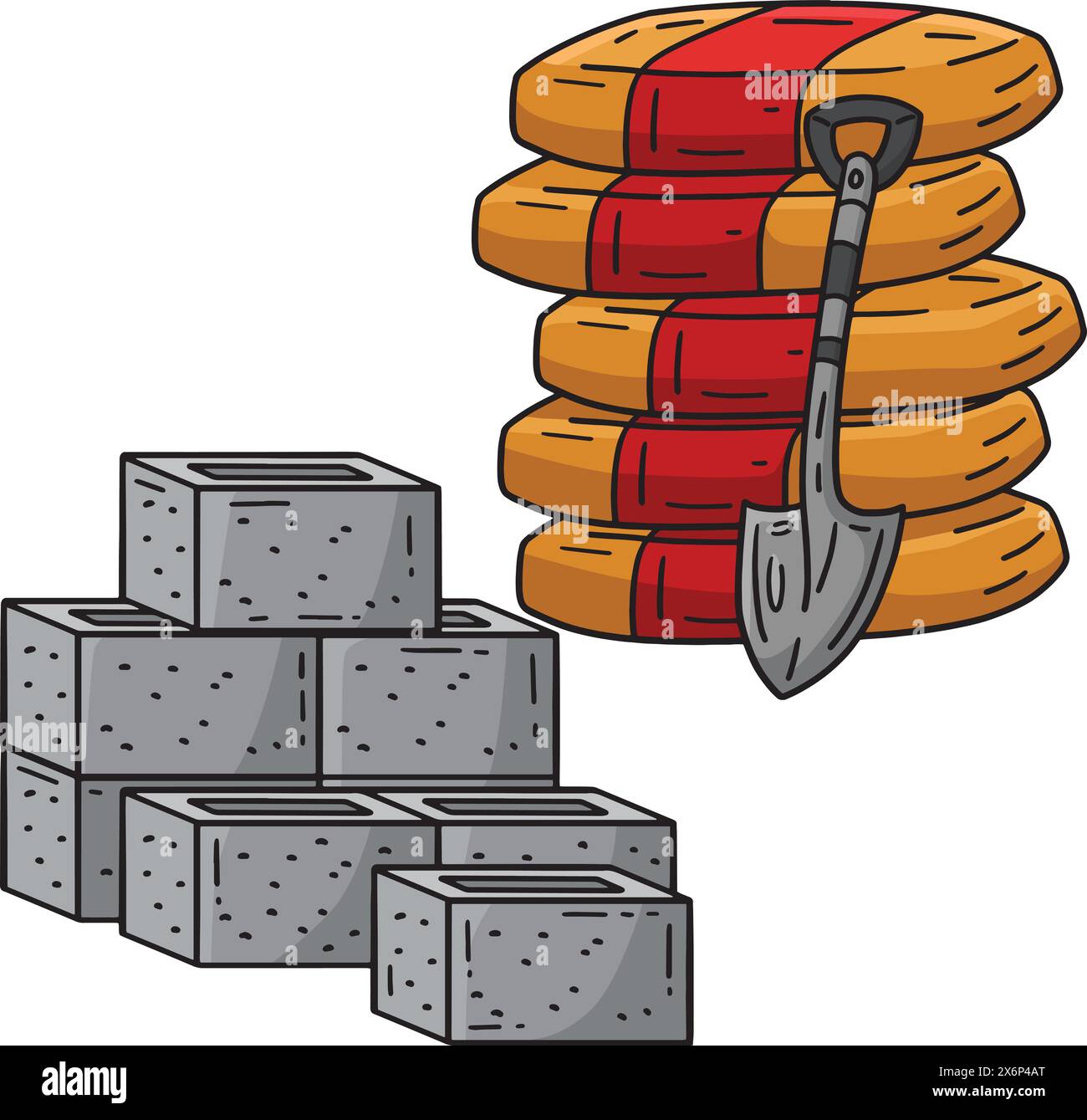 Construction Cement and Bricks Cartoon Clipart Stock Vector Image & Art ...