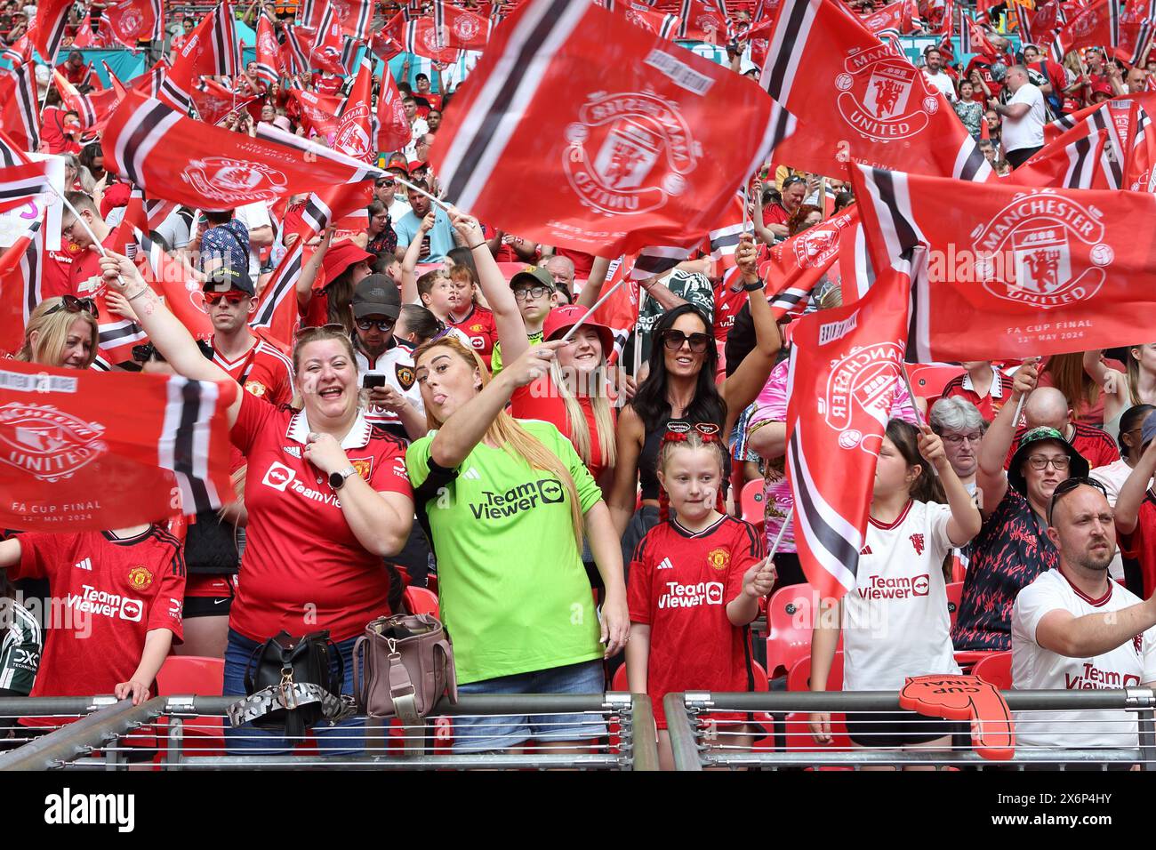 Manchester United women fans with red flags Adobe FA Women's Cup final ...