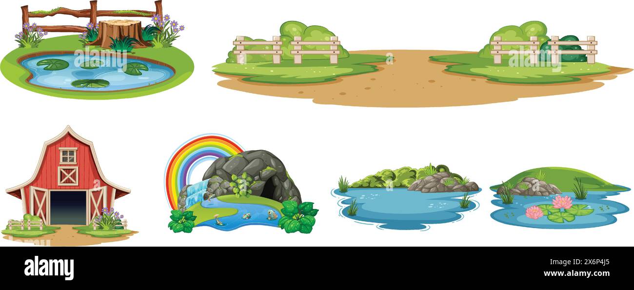 Colorful vector illustrations of natural landscapes Stock Vector Image ...