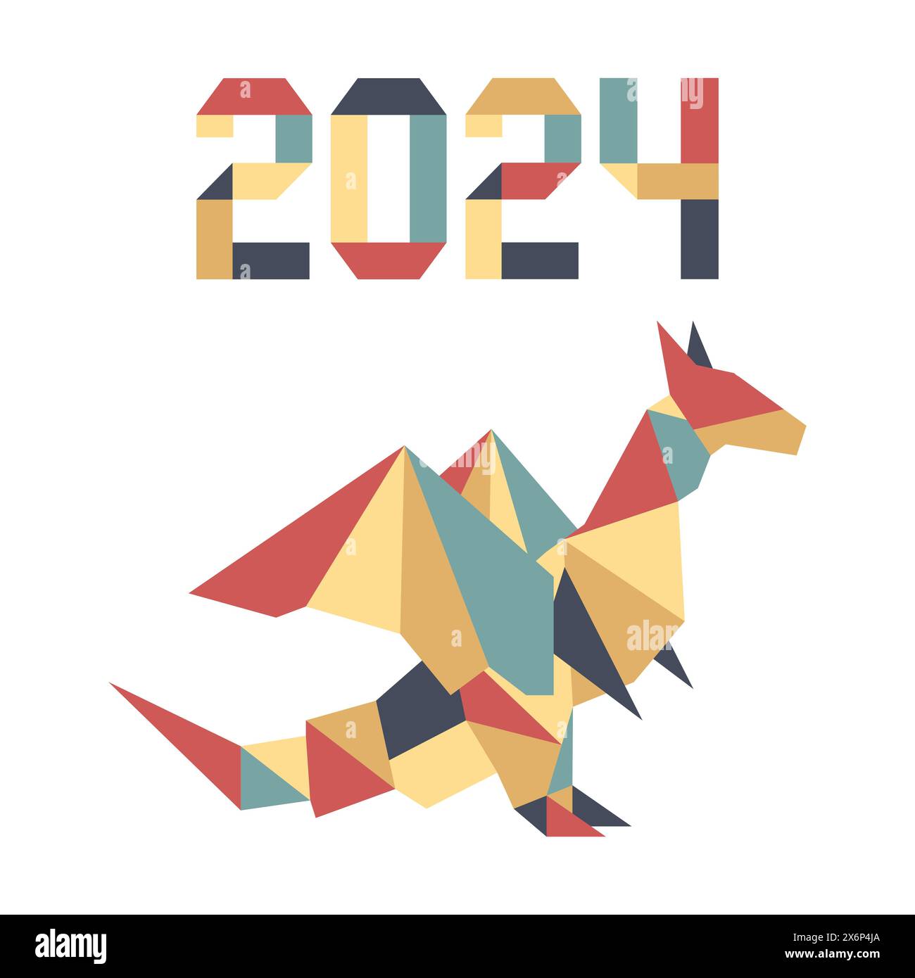 Happy new year Vector illustration Origami Symbol of 2024 on Chinese ...