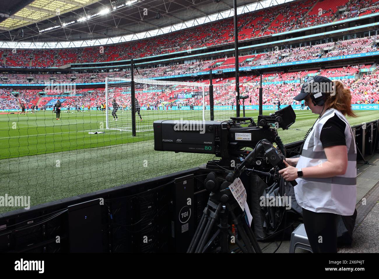TV camera and female operator Adobe FA Women's Cup final, Manchester United Women v Tottenham ...