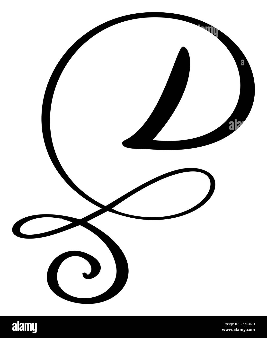 Hand drawn vector calligraphy letter D. Script font logo. Handwritten ...