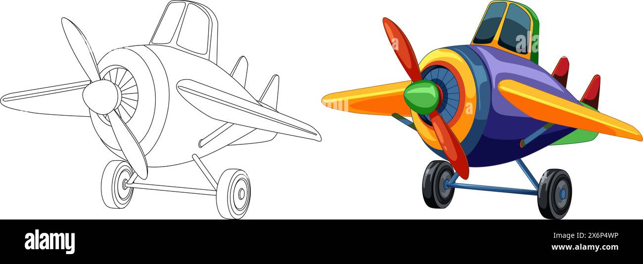 Vector illustration of a colorful cartoon airplane Stock Vector Image ...