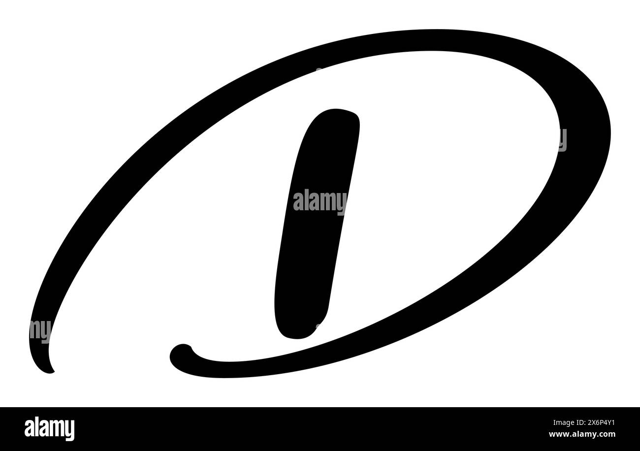 Hand drawn vector calligraphy letter D. Script font logo. Handwritten ...