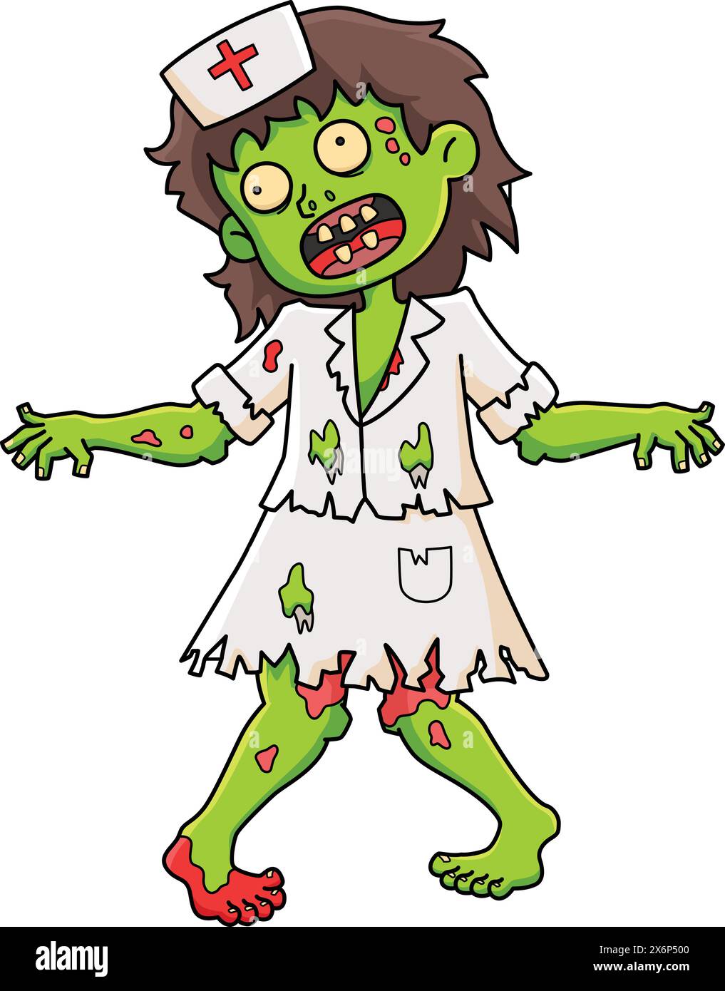 Zombie Nurse Cartoon Colored Clipart Illustration Stock Vector Image ...