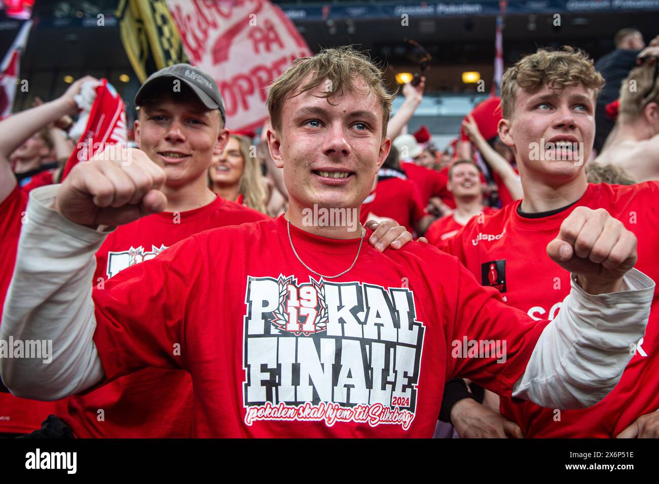Copenhagen, Denmark. 09th, May 2024. A football fan of Silkeborg IF ...