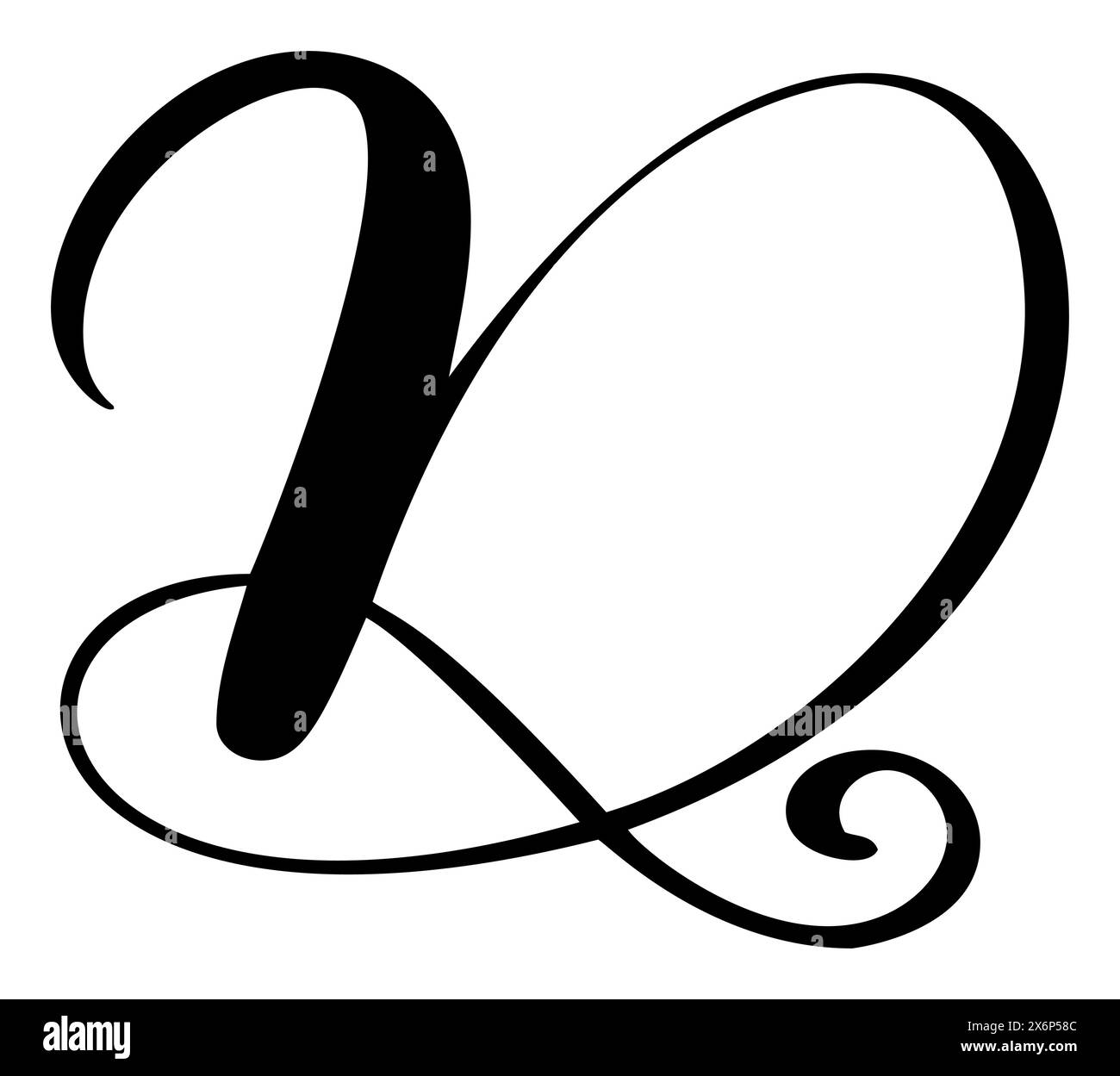 Vector calligraphy hand drawn letter D. Script font logo icon ...