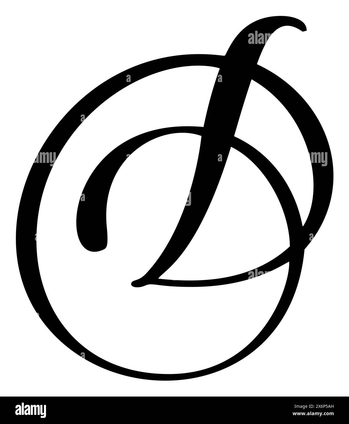 Vector calligraphy hand drawn letter D. Script font logo icon ...