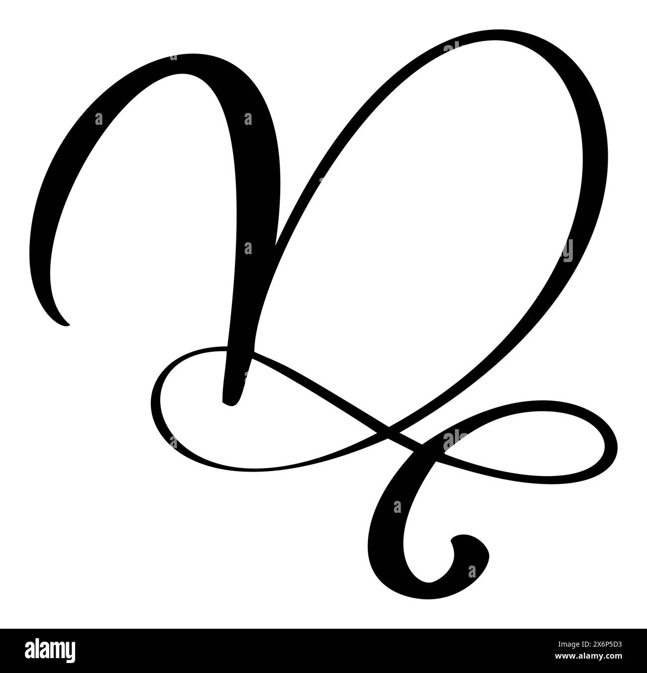 Vector calligraphy hand drawn letter D. Script font logo icon ...