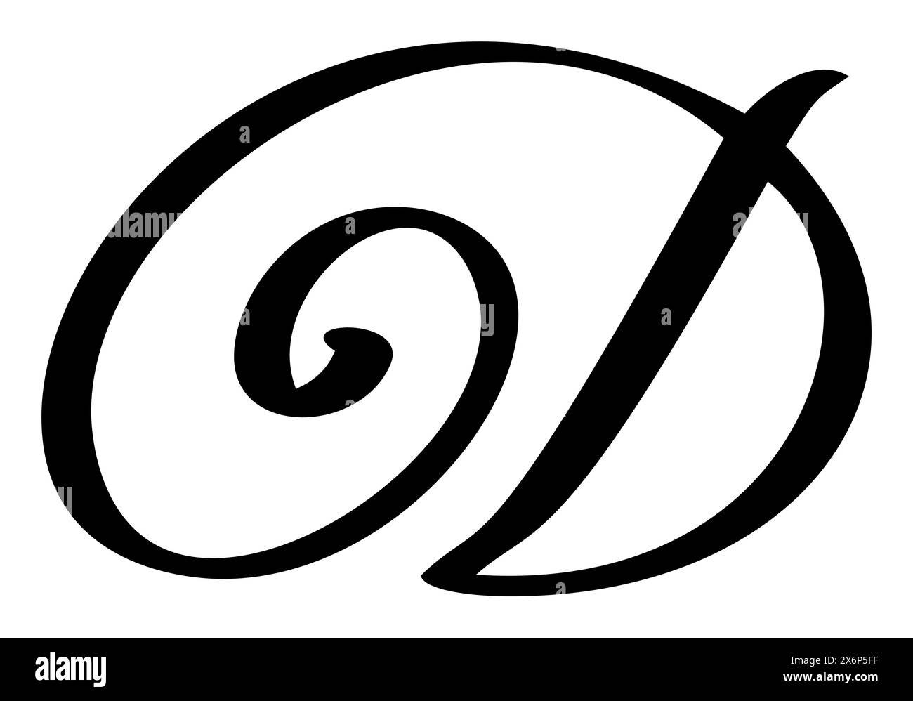 Vector calligraphy hand drawn letter D logo. Script font. Handwritten ...