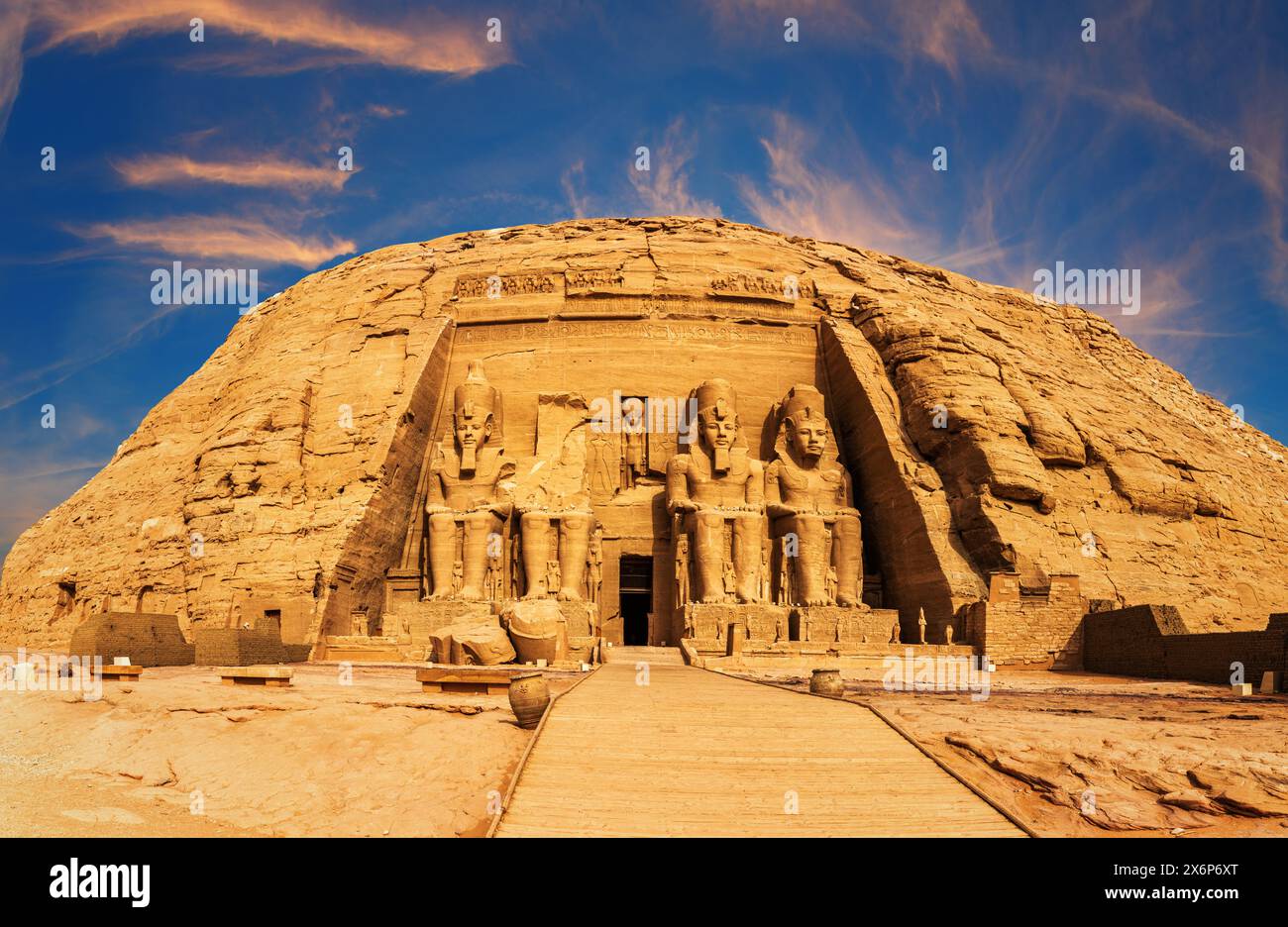Panorama of ramesses ii and nefertari temple in abu simbel hi-res stock ...