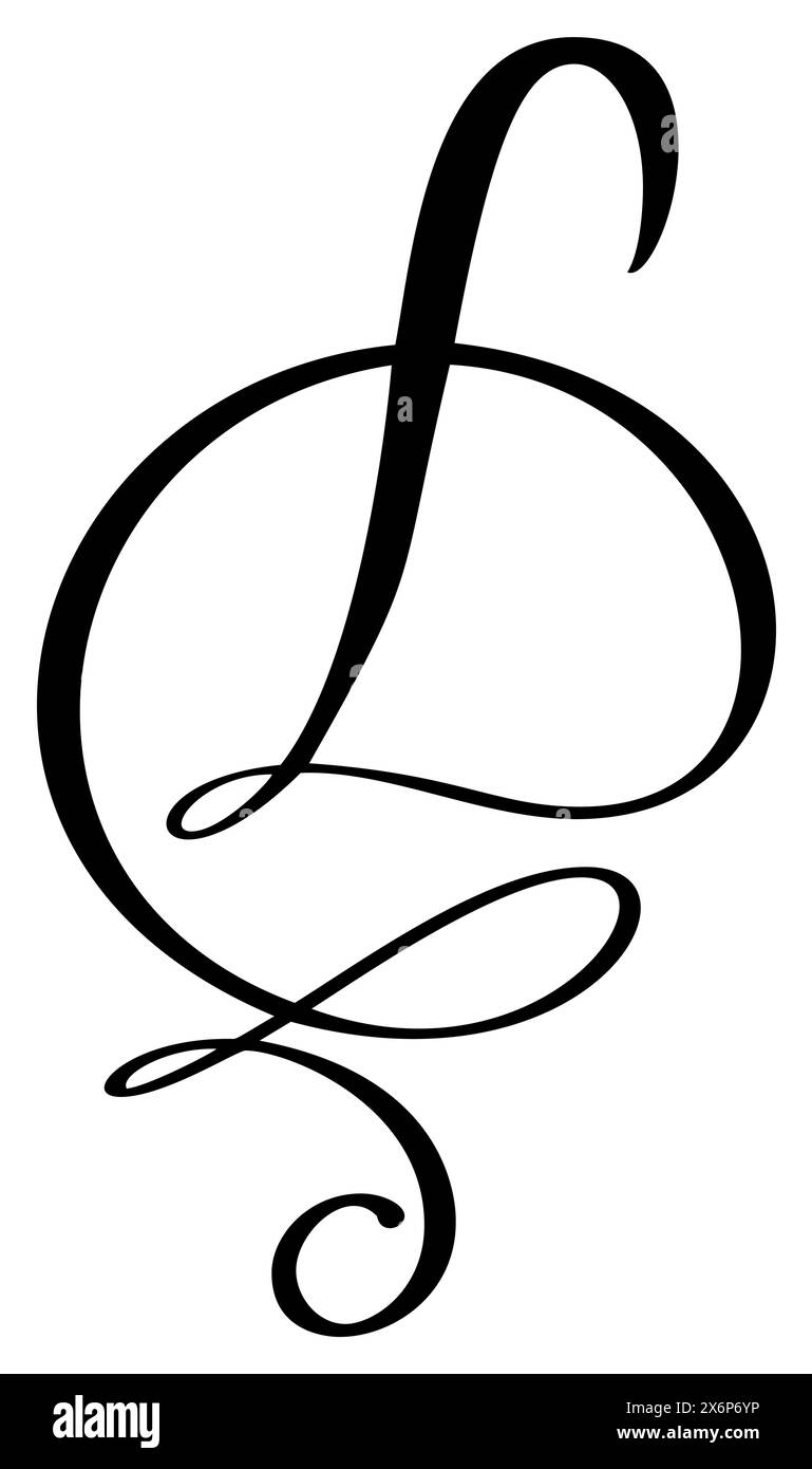 Vector calligraphy hand drawn letter D. Script font logo icon ...