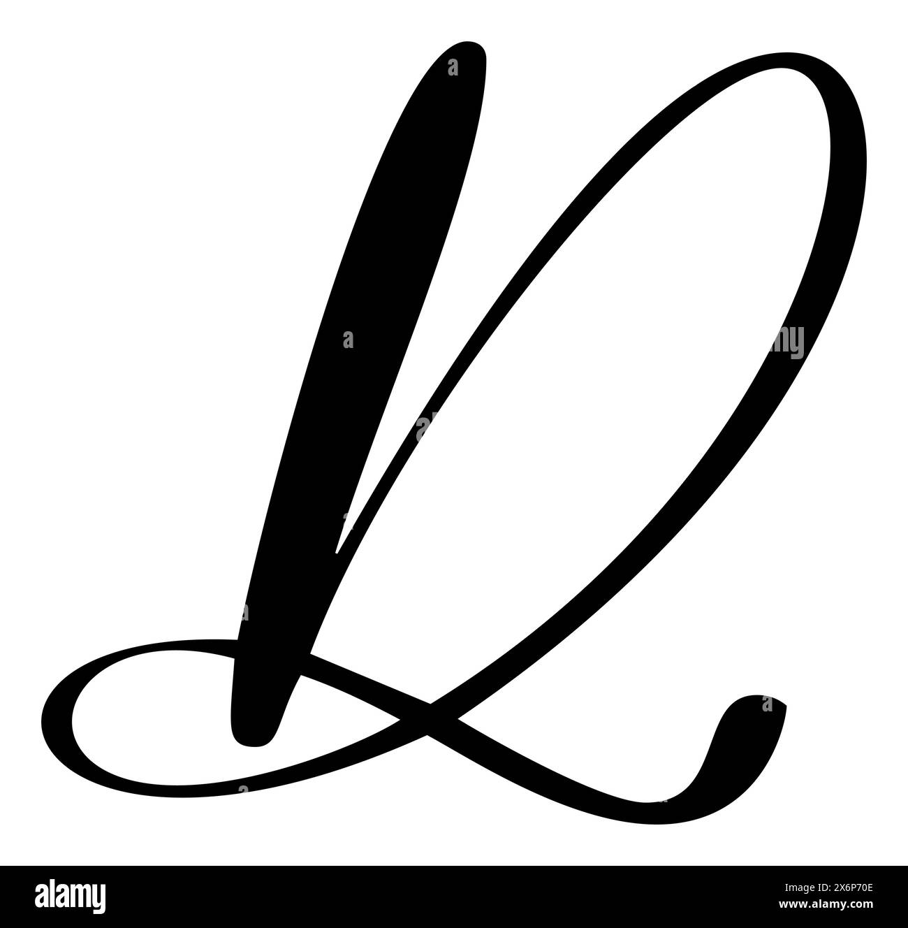 Vector calligraphy hand drawn letter D. Script font logo icon ...