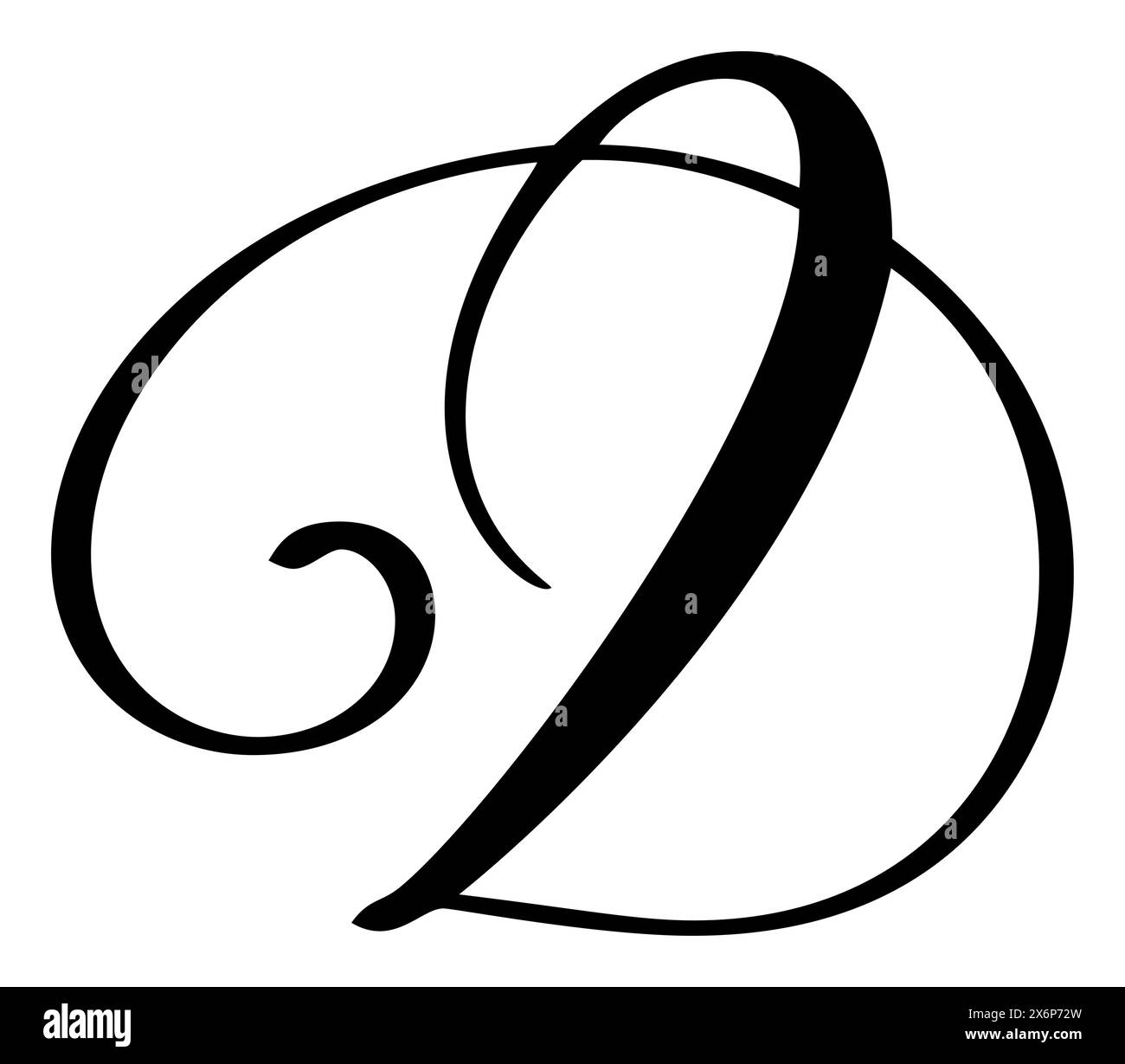 Vector calligraphy hand drawn letter D. Script font logo icon ...