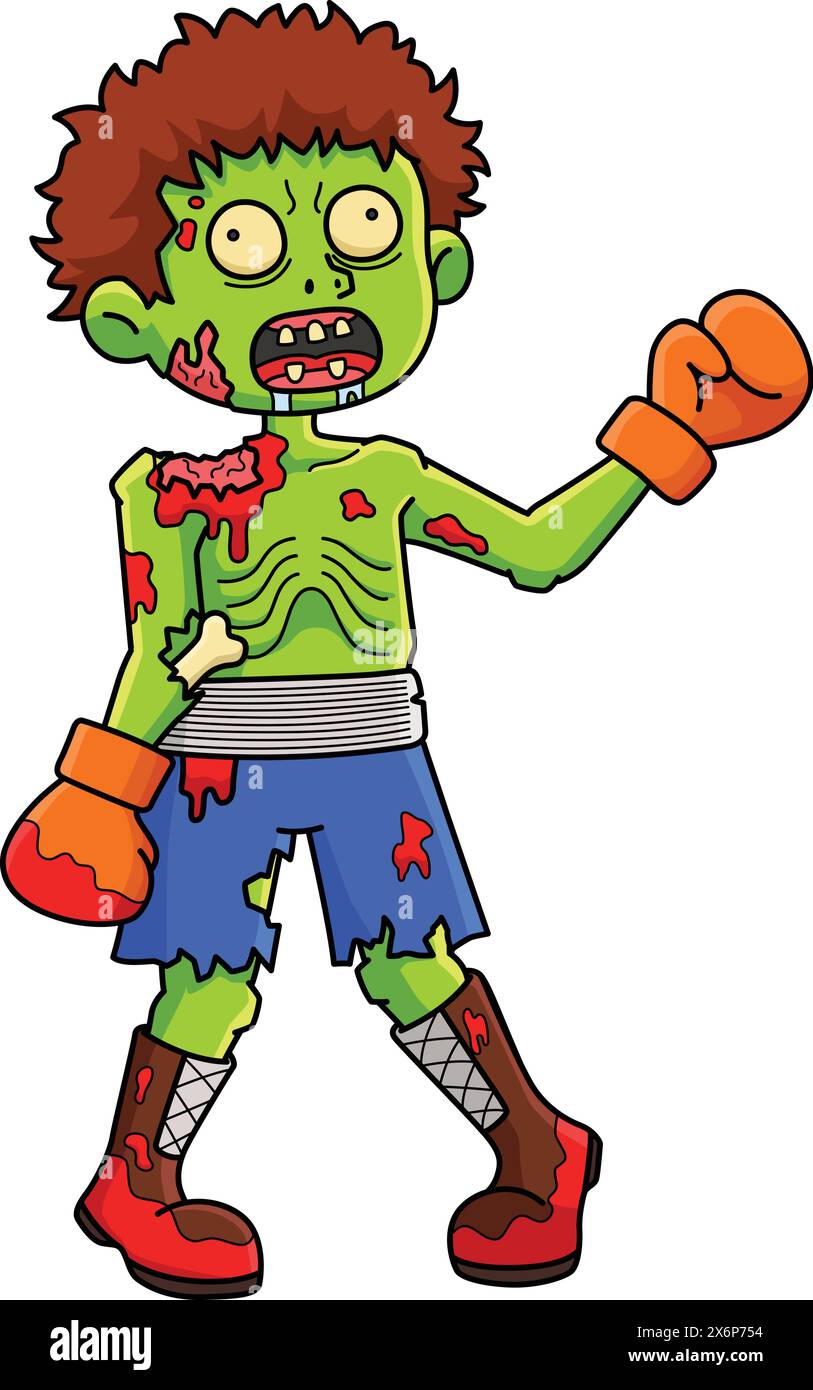 Zombie Boxer Cartoon Colored Clipart Illustration Stock Vector Image ...