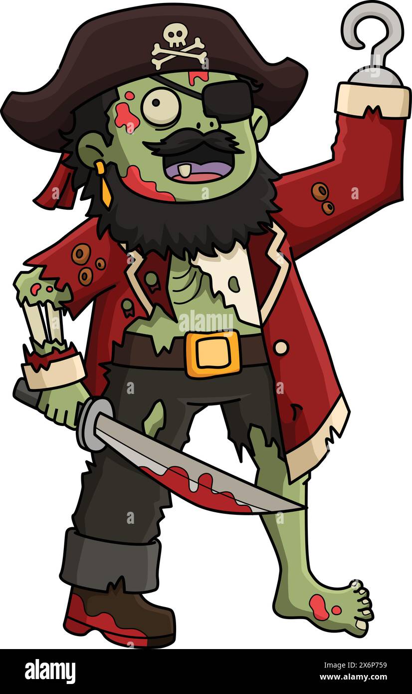 Zombie Pirate Captain Cartoon Colored Clipart Stock Vector Image & Art ...