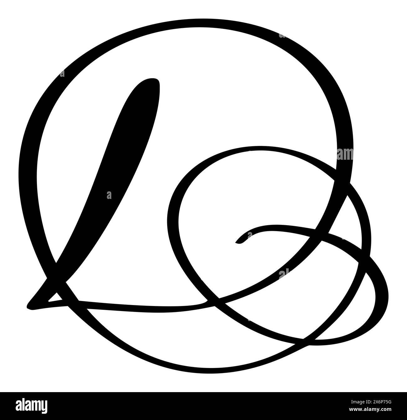 Vector calligraphy hand drawn letter D. Script font logo icon ...