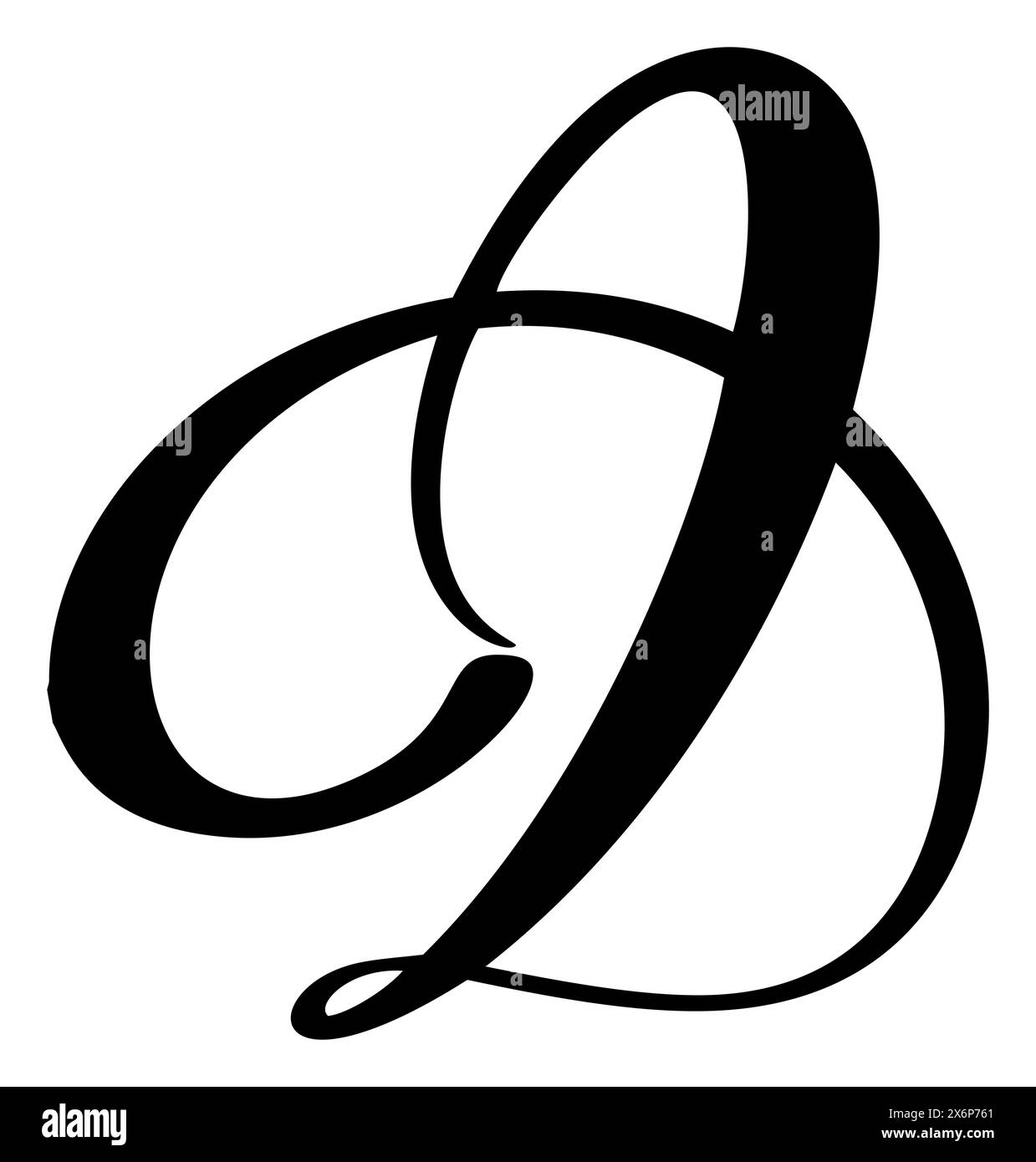 Vector calligraphy hand drawn letter D. Script font logo icon ...