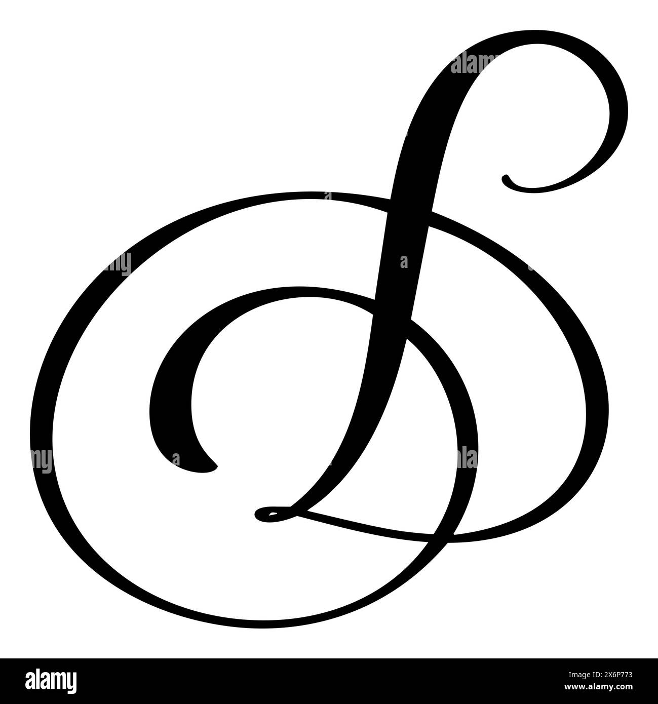 Hand drawn vector calligraphy letter D. Script font logo. Handwritten ...