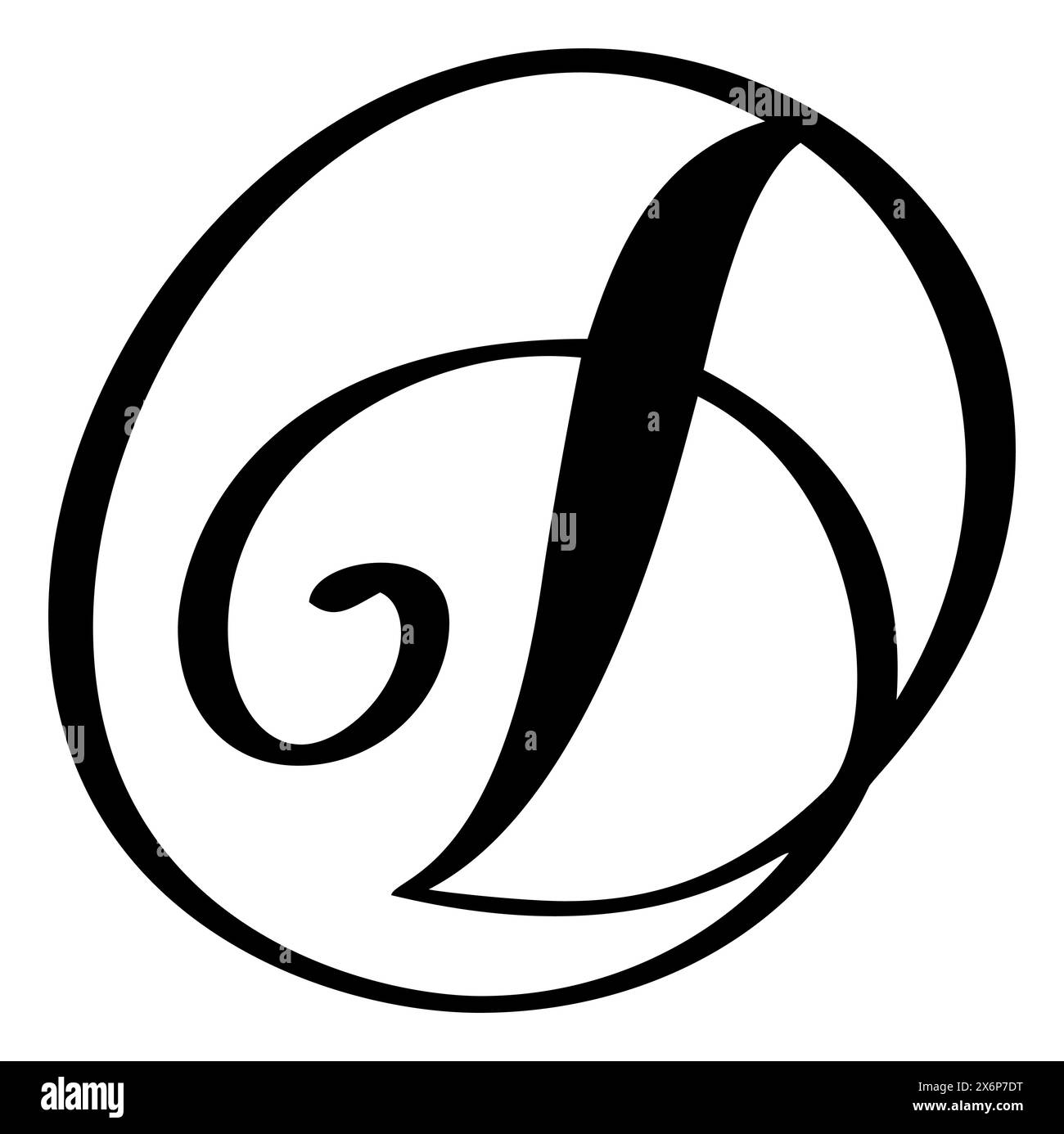 Vector calligraphy hand drawn letter D logo. Script font. Handwritten ...