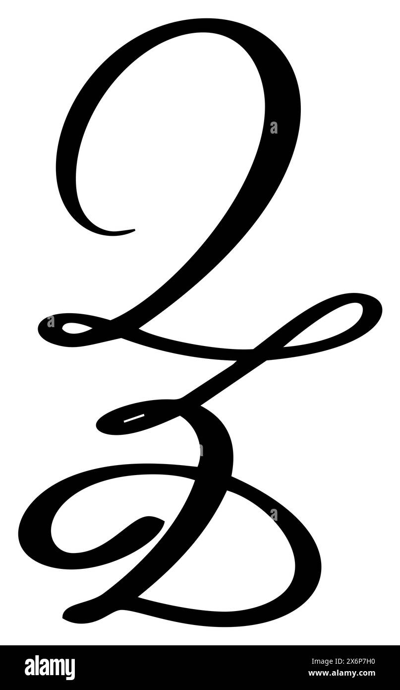 Vector calligraphy hand drawn letter D. Script font logo icon ...