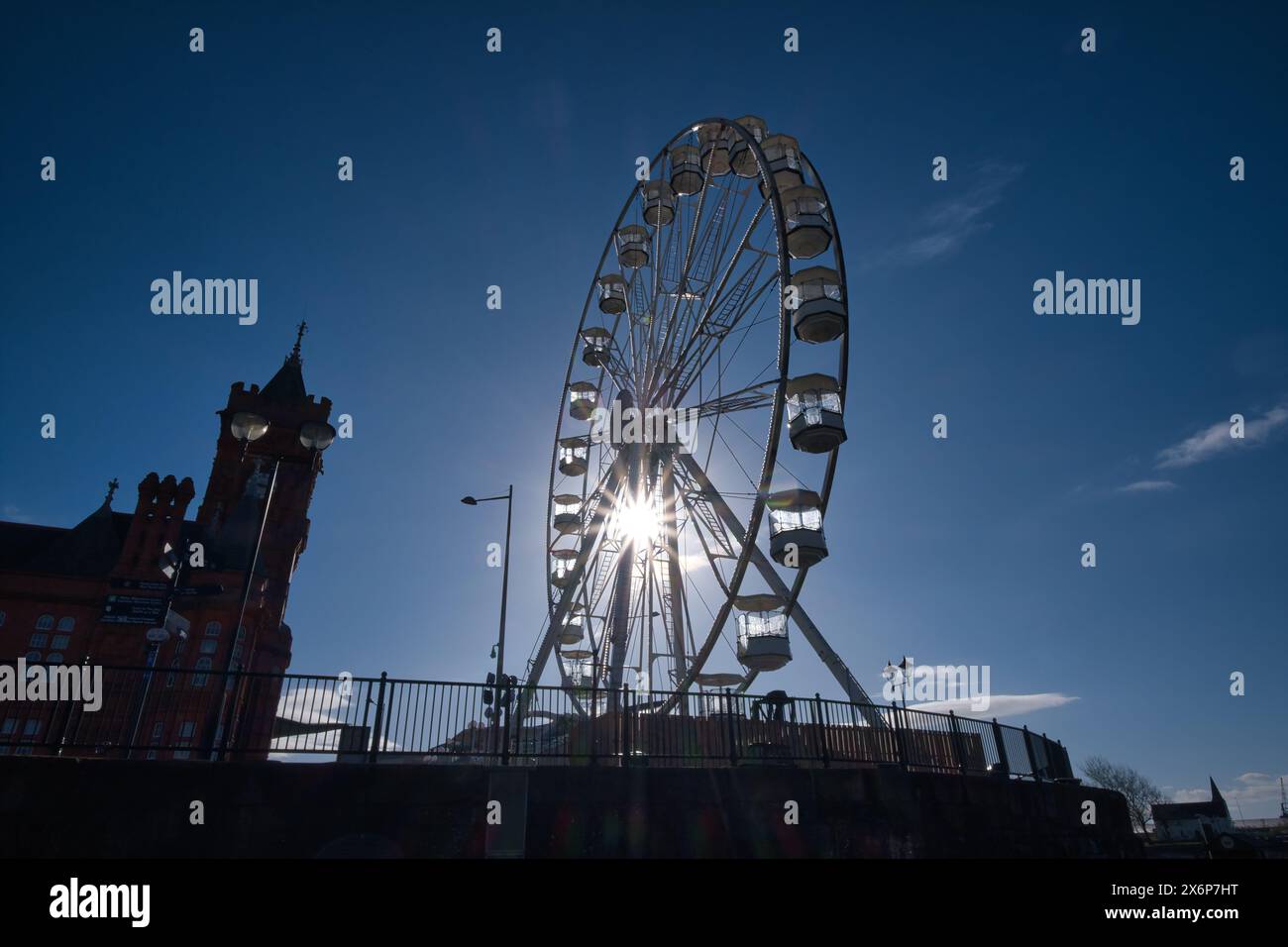 Giant Ferris Wheel in Cardiff bayon a Spring morning Stock Photo - Alamy