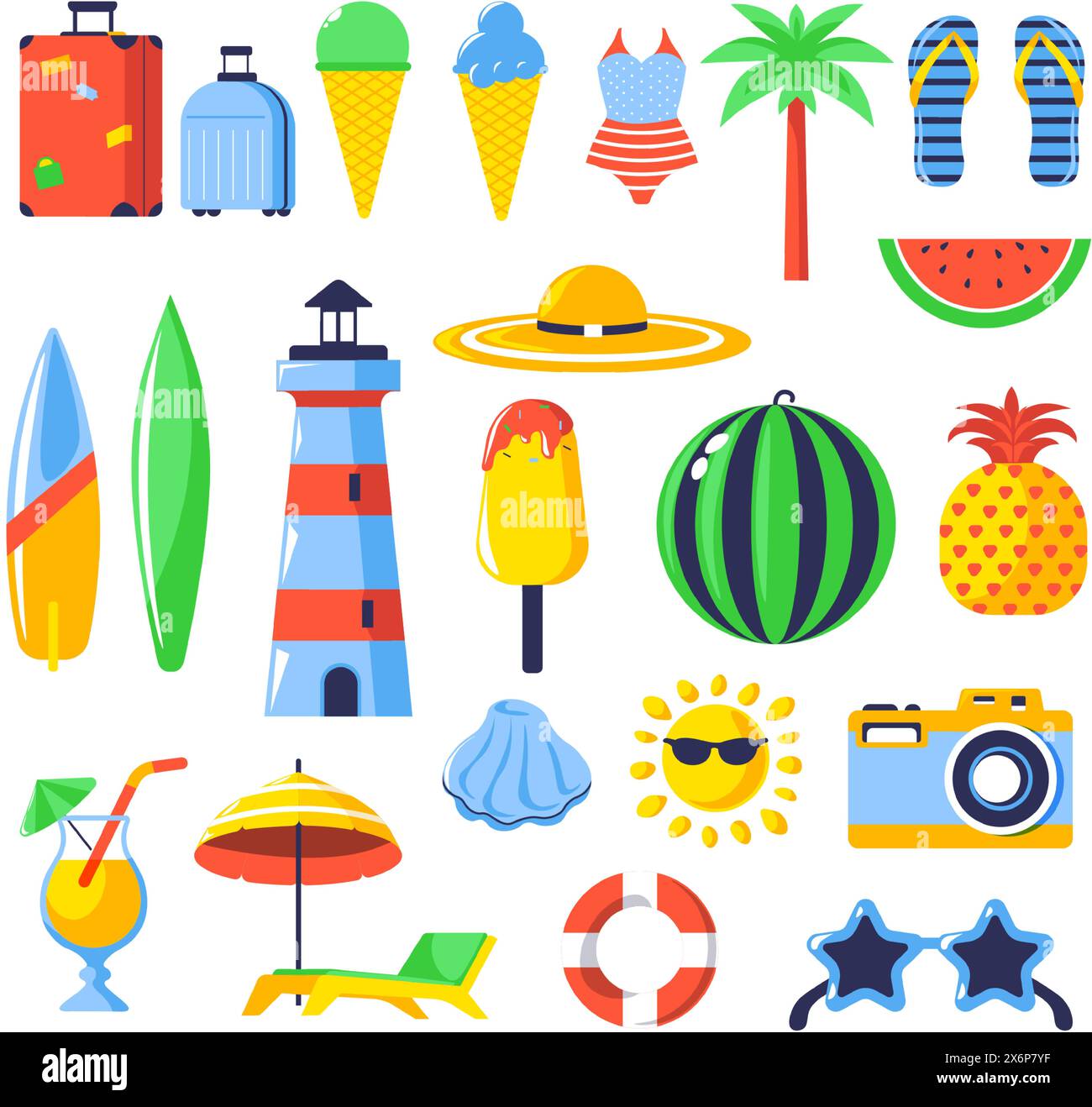 Summer items in white Stock Vector Images - Alamy