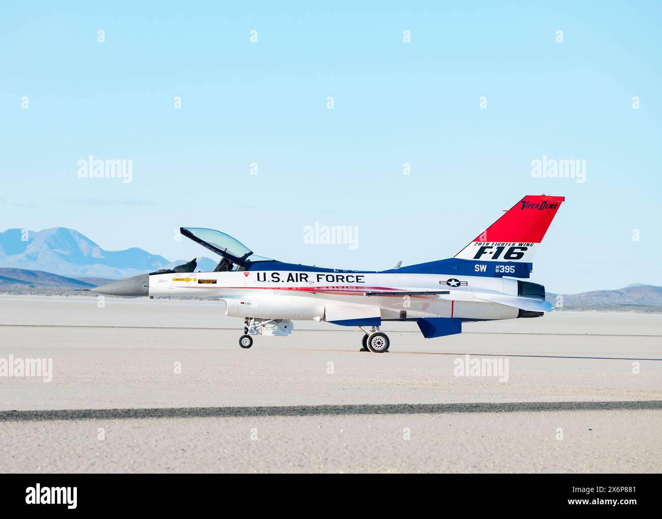 The F-16 Viper Demonstration Team aircraft sits on Rogers Dry Lake at ...