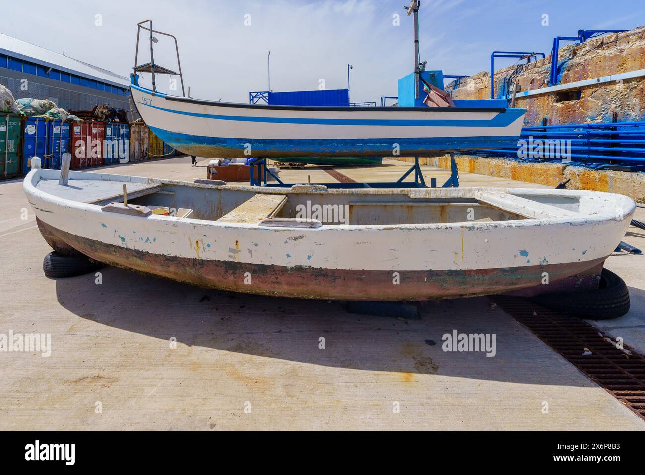 Jaffa, Israel - May 10, 2024: View of shipyard and fishing boats in the ...